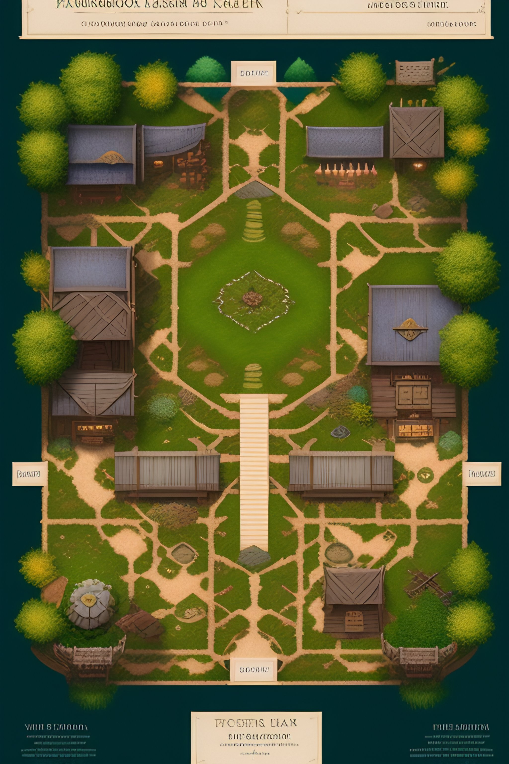 Lexica - Full - color fantasy floor plan battle map of a woodland ...