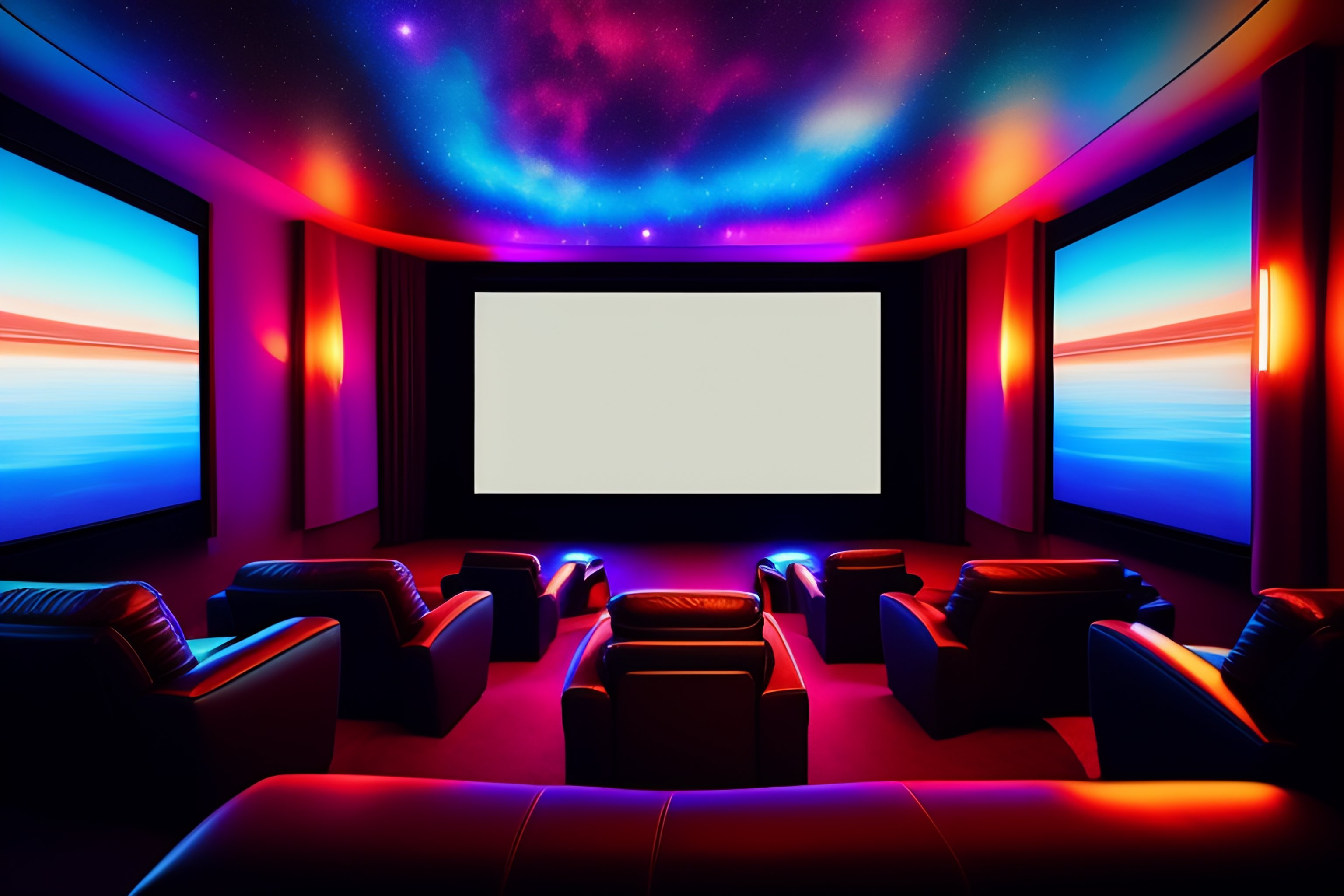 Lexica - Magical ((movie theater screen)), red leather seats, glowing ...