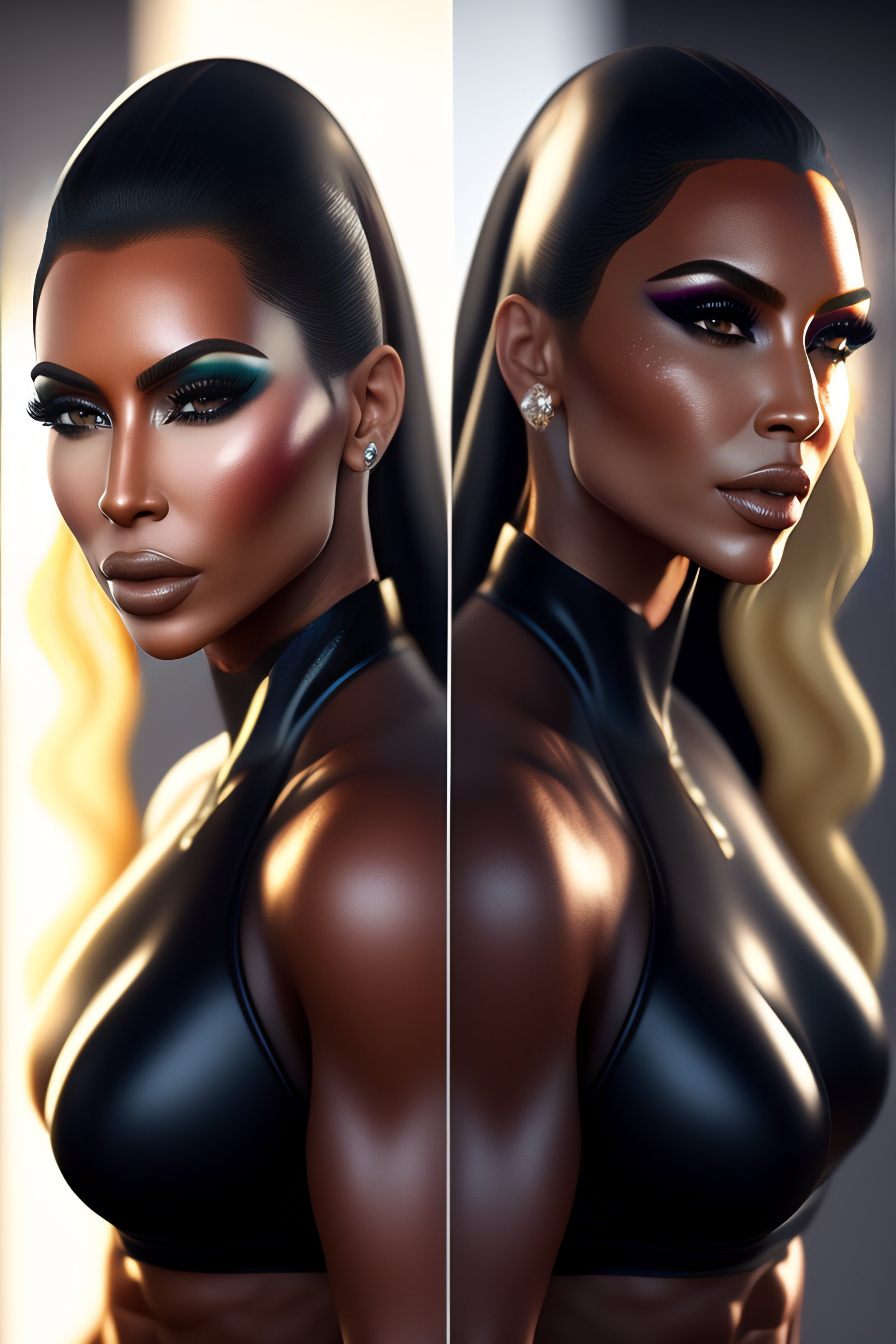 Lexica - Ultra realistic Venom transformation, detailed, kim kardashian shaped body, 8K ...