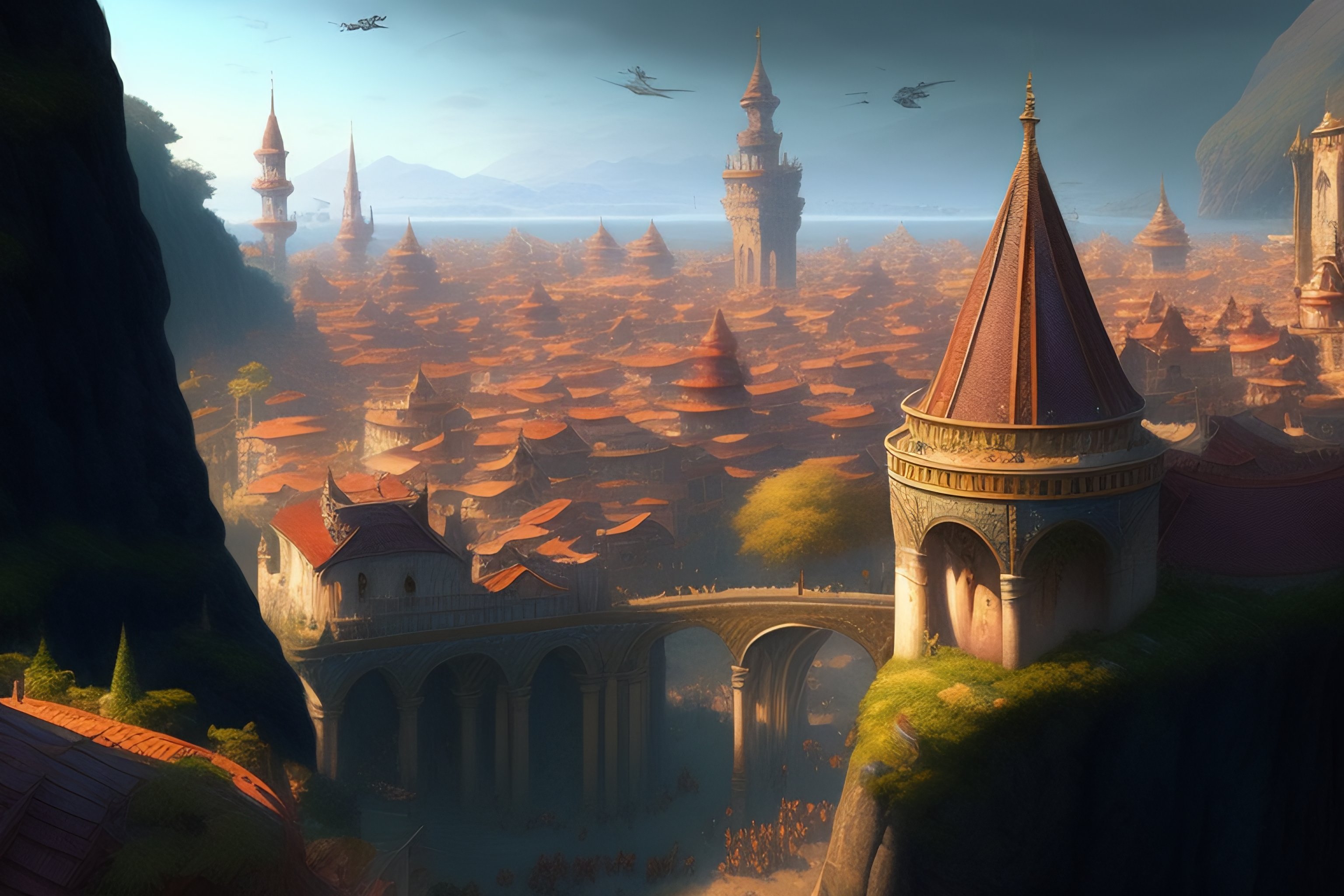 Lexica - Medieval capital city, fantasy, hyper detailed, hills ...