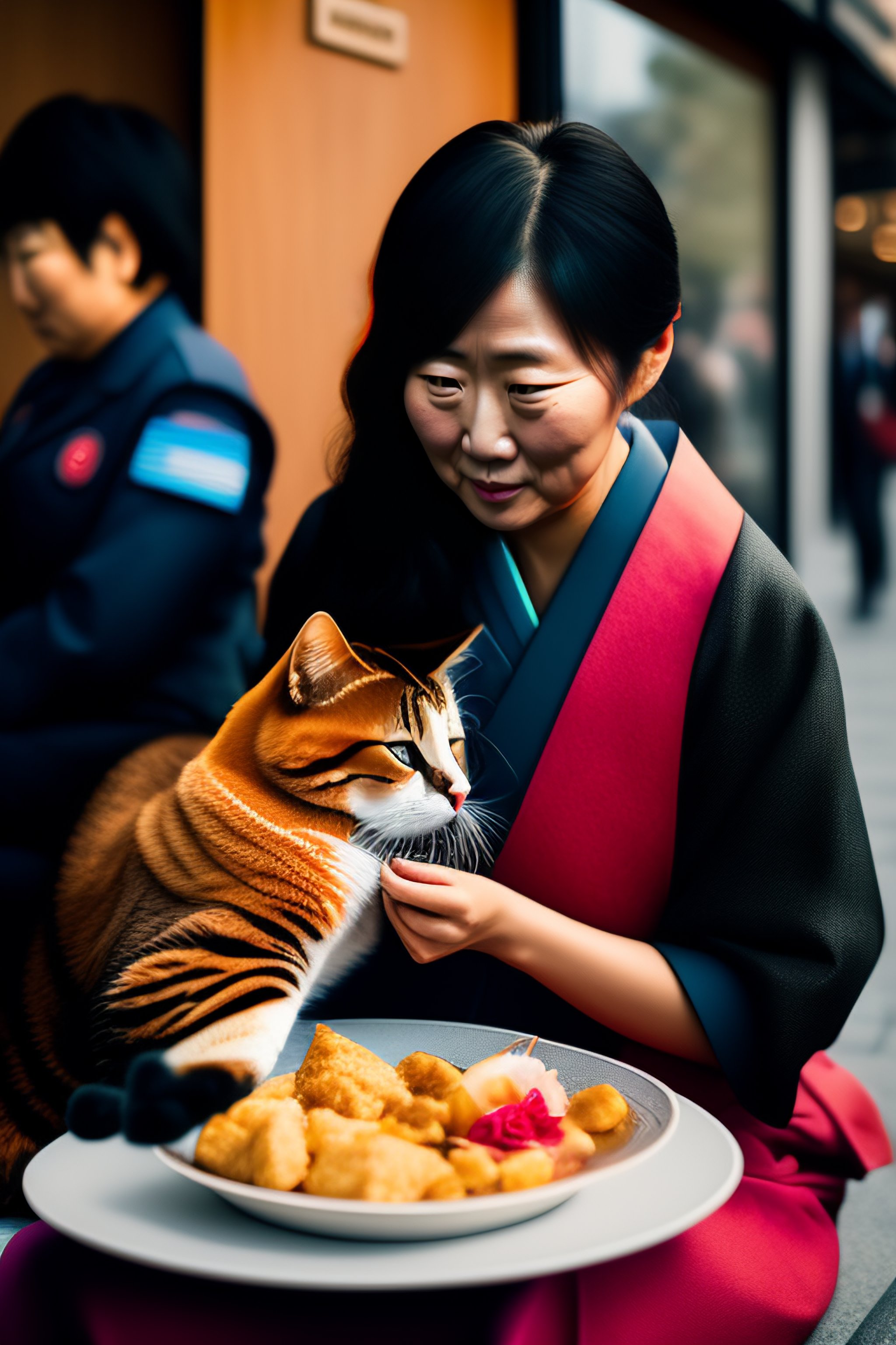 Lexica - Japan women eating a cat