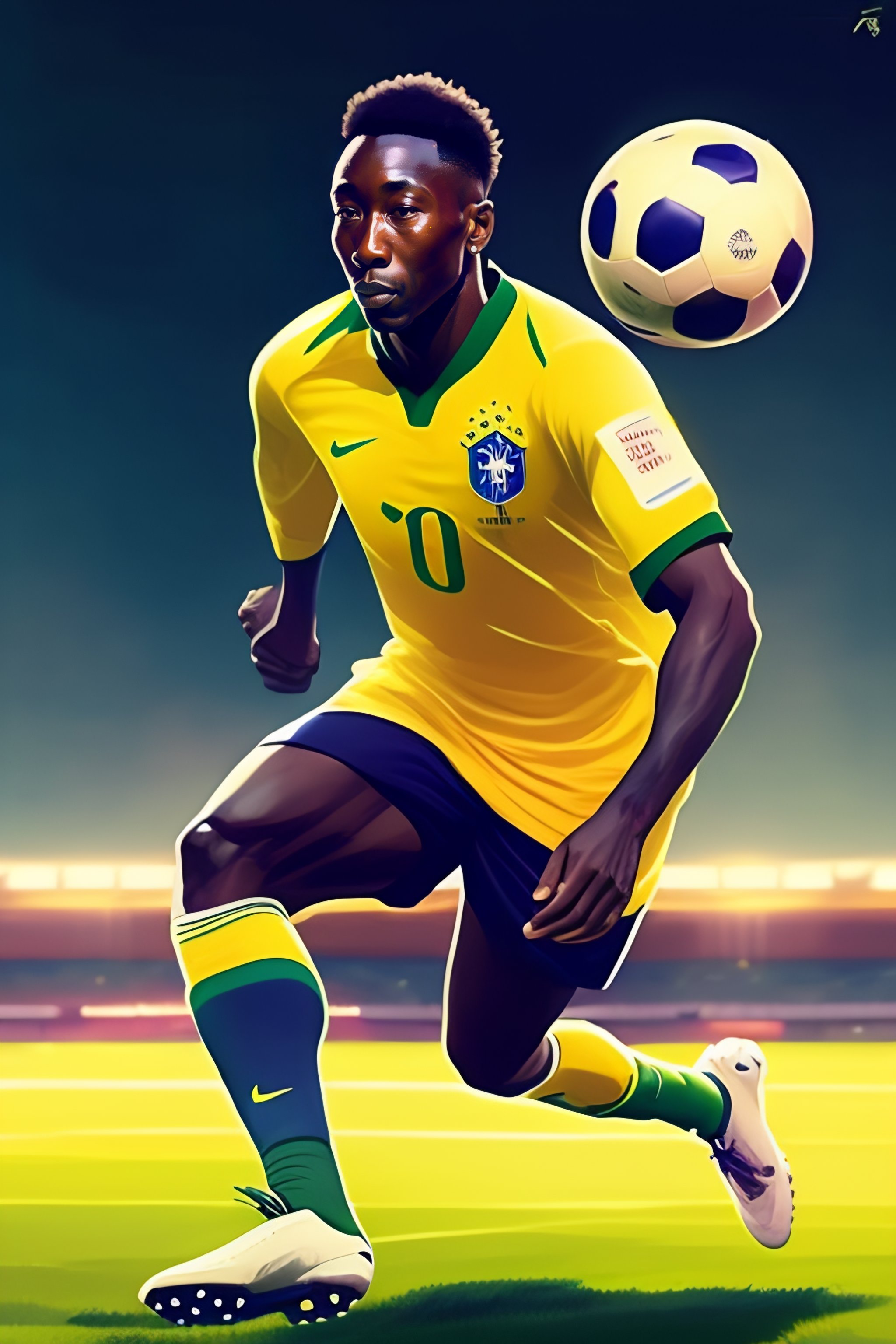 Lexica - Footballer Pele wearing brazil team jersey playing on a ...