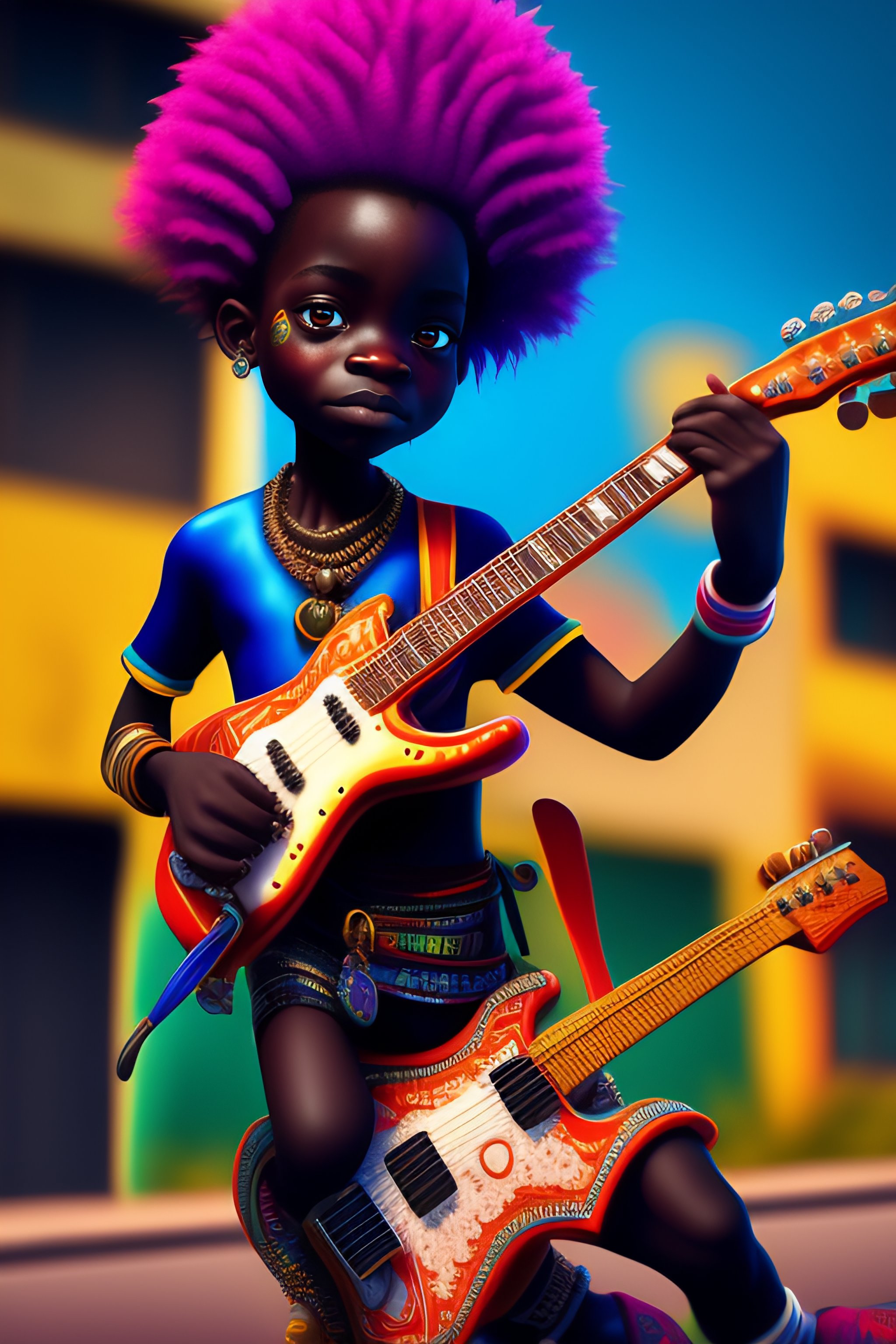 Lexica - A funny punk rock African character with guitar, in a street ...