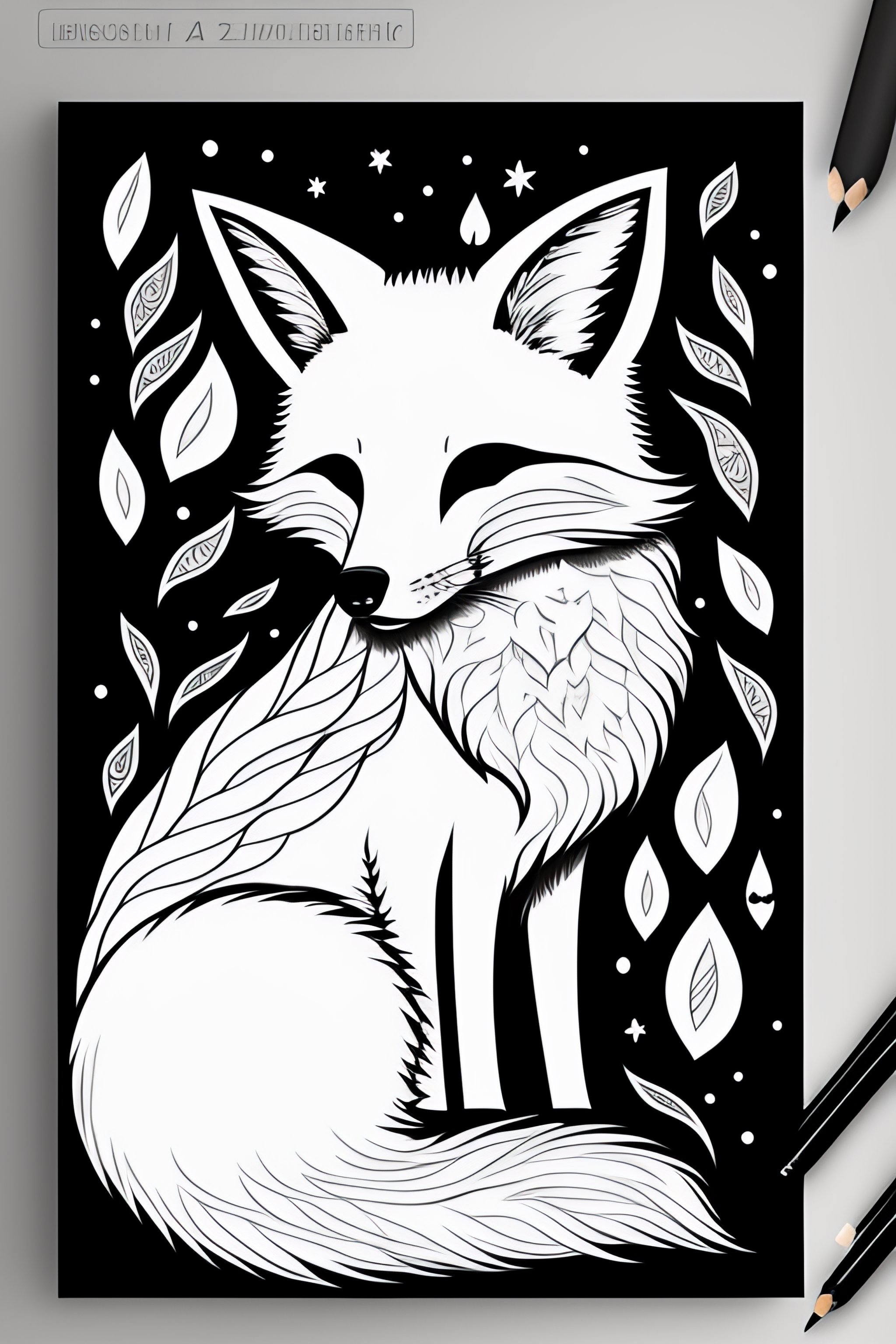 Fox Black And White Drawing