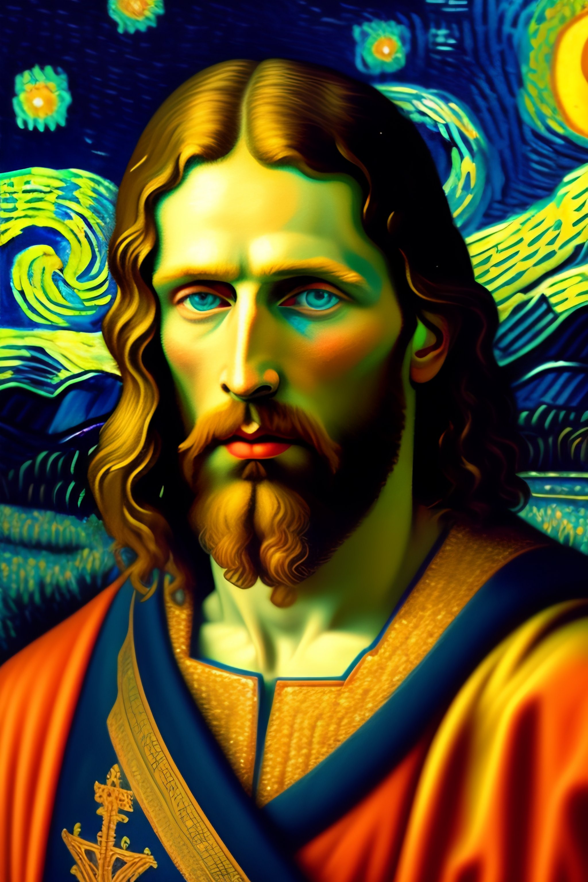 Lexica - Jesus christ as a rockstar in empressionism style van gogh