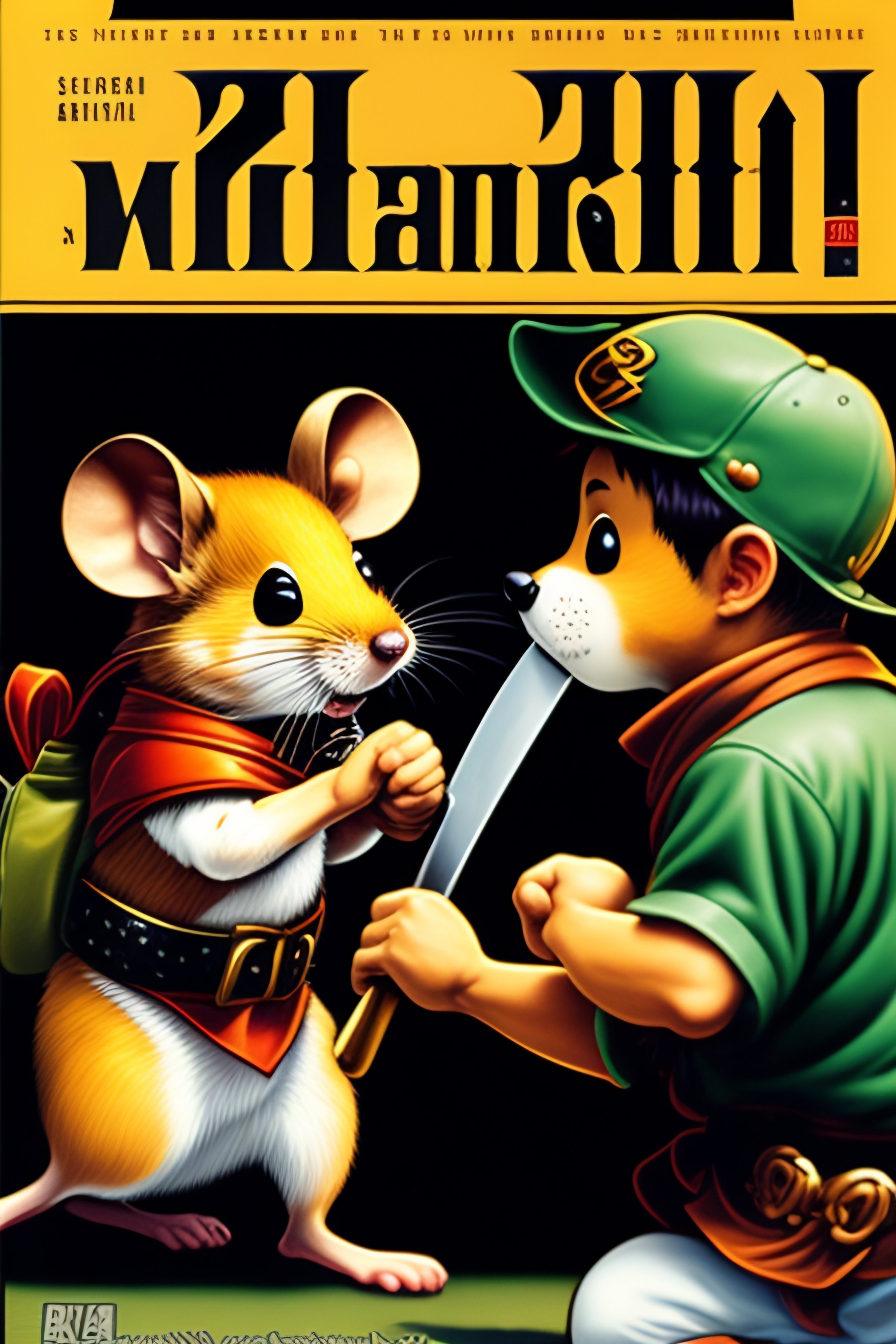Lexica - The Mouse with melee weapons fight eachover on Manga Book Cover
