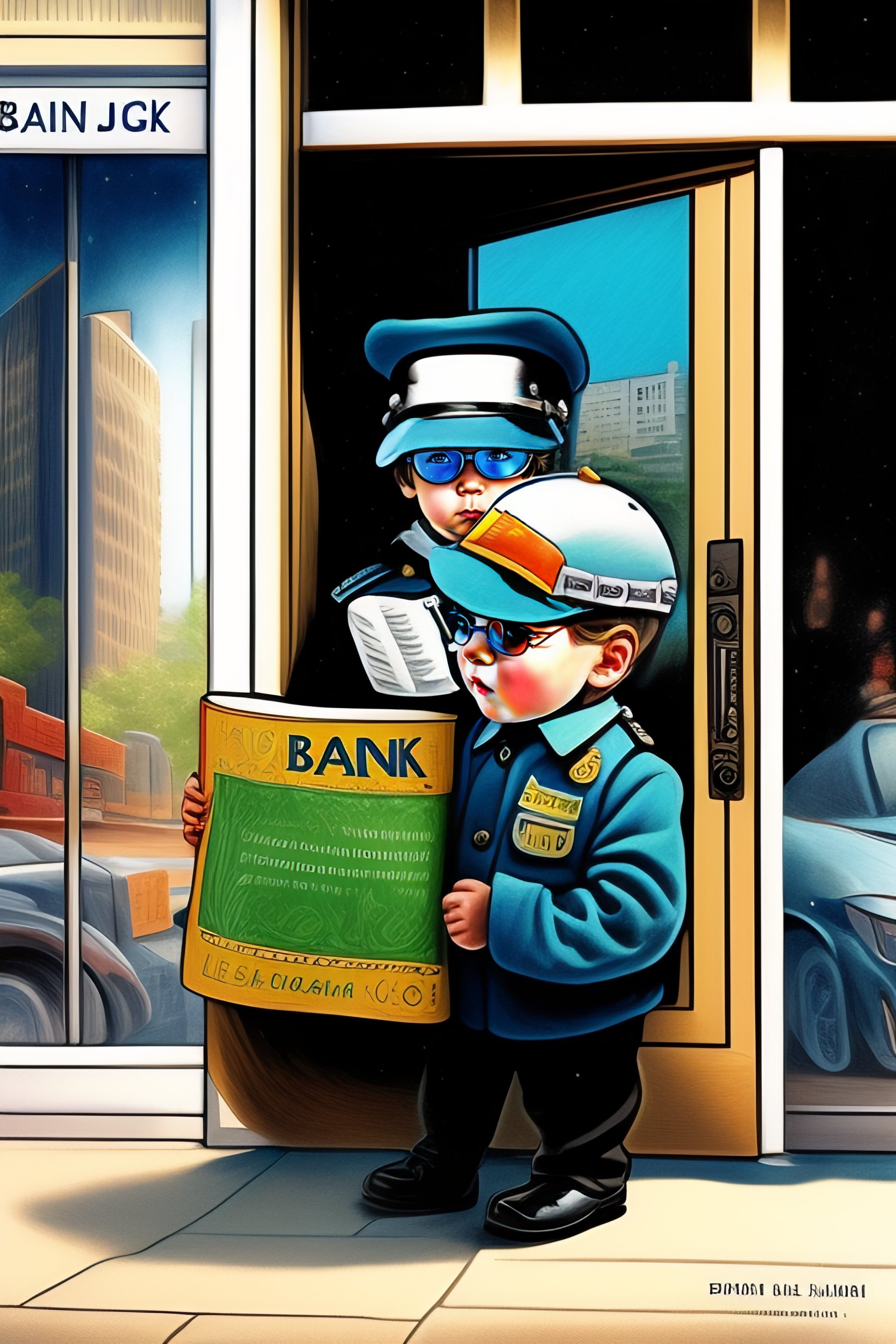 Lexica - Bank robbery child's book drawing