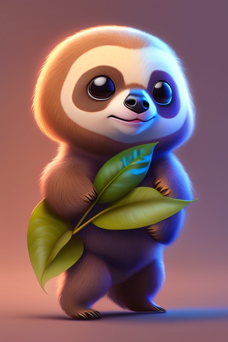 Lexica - The cutest chibi sloth you'll ever see dancing wearing a 3 ...