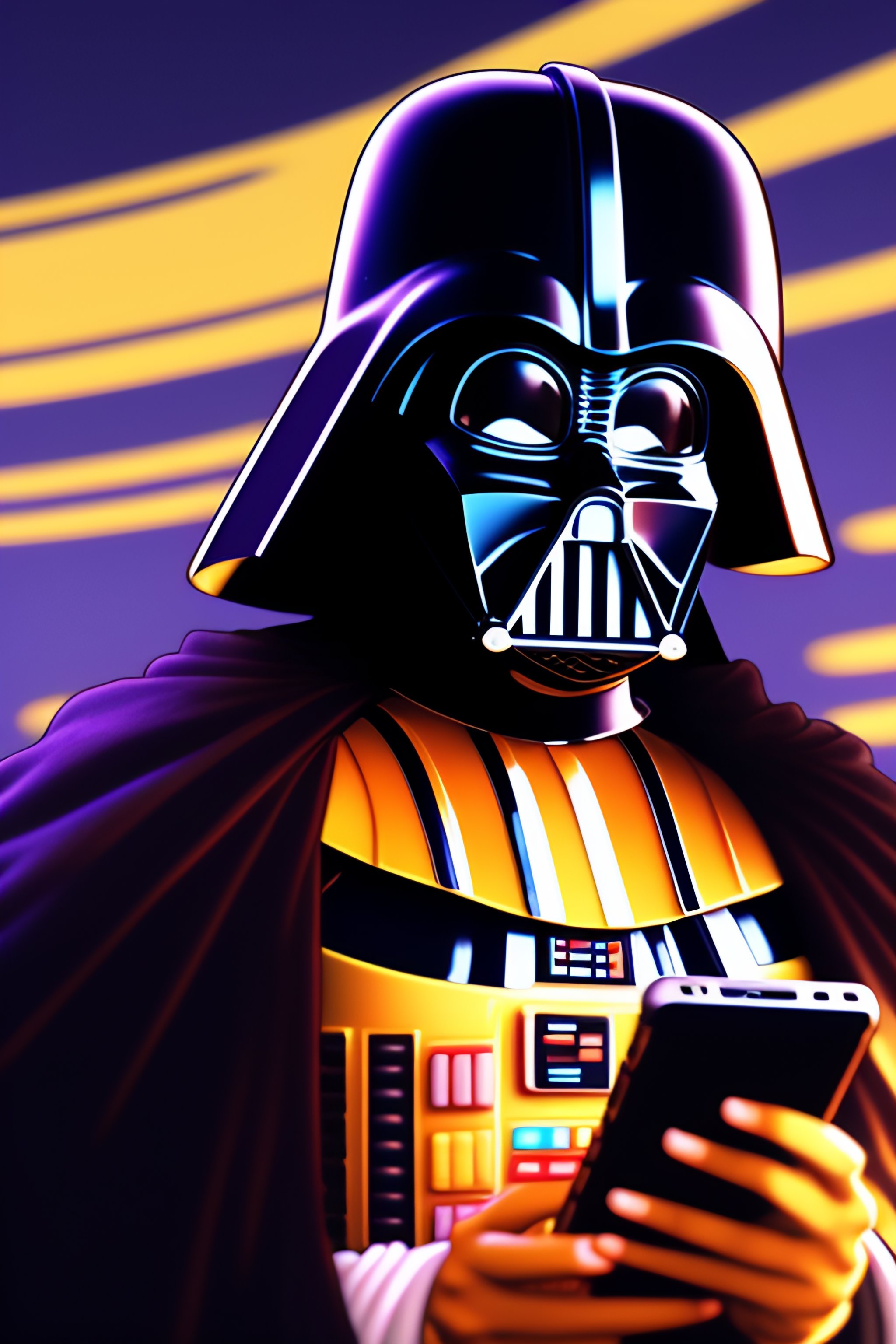Lexica - Vintage 90's anime style. darth vader looking at his iphone ...