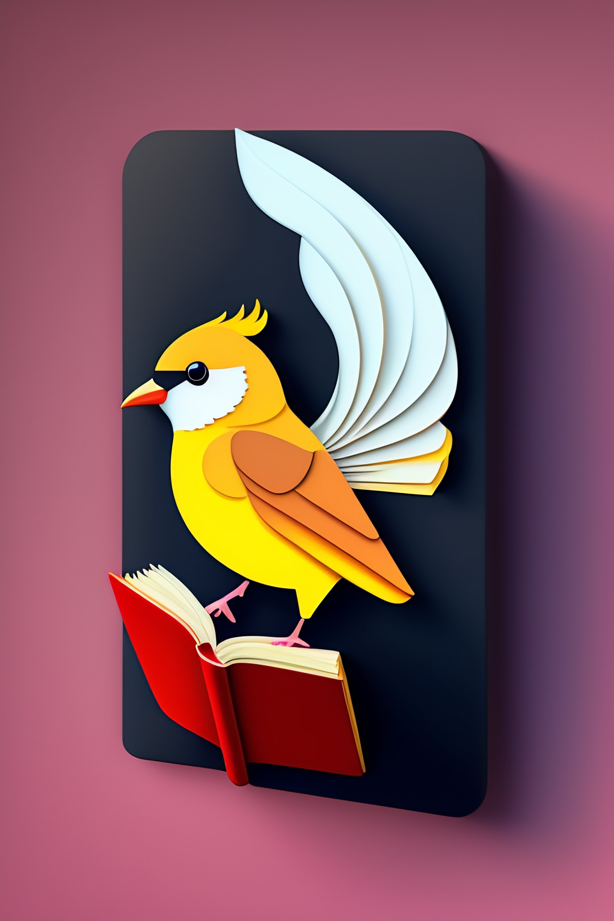Lexica - Logo featuring paper sculpture of a cute bird reading a book ...