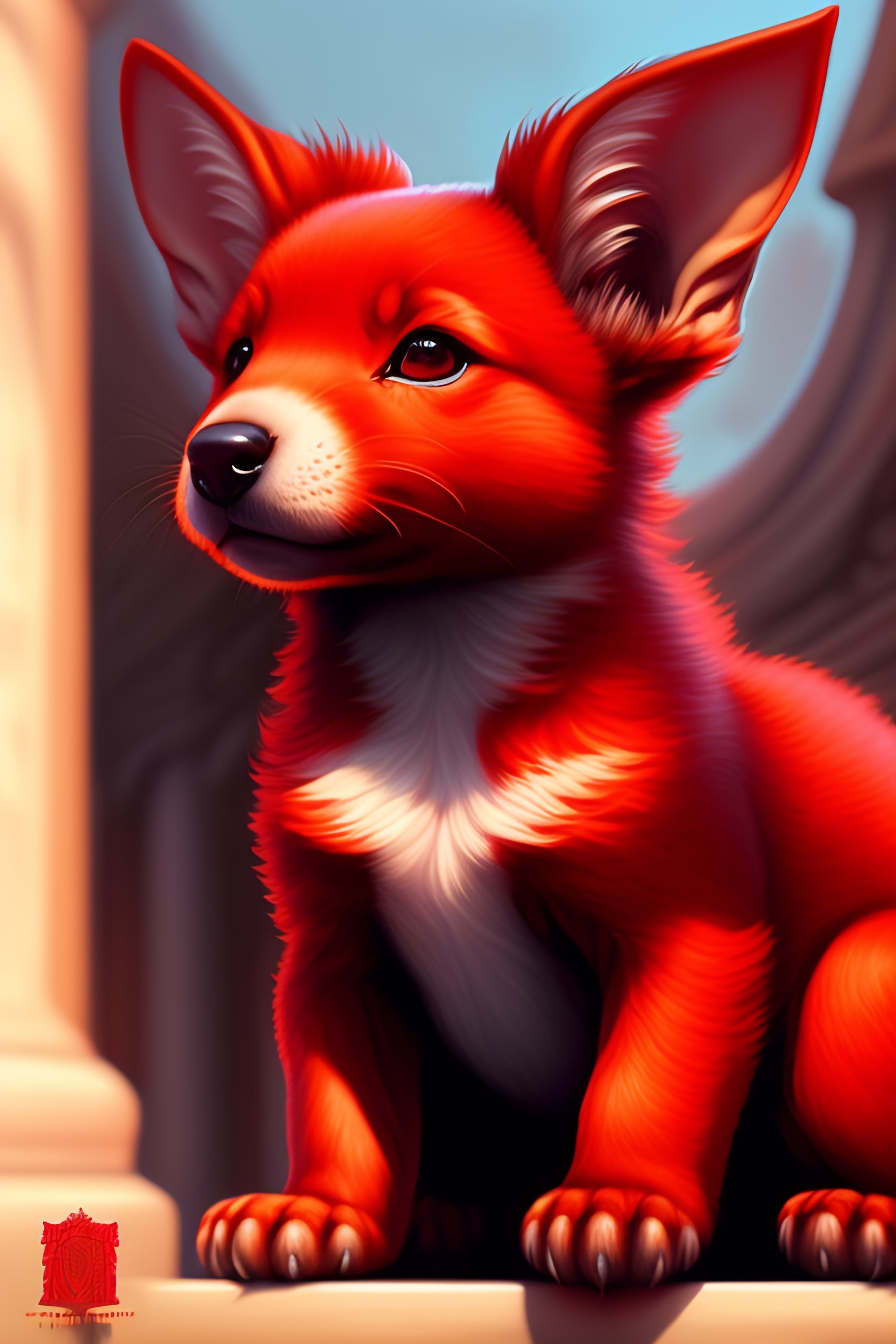 Lexica - Cute, fluffy, draconian small red beast, intricate, elegant ...