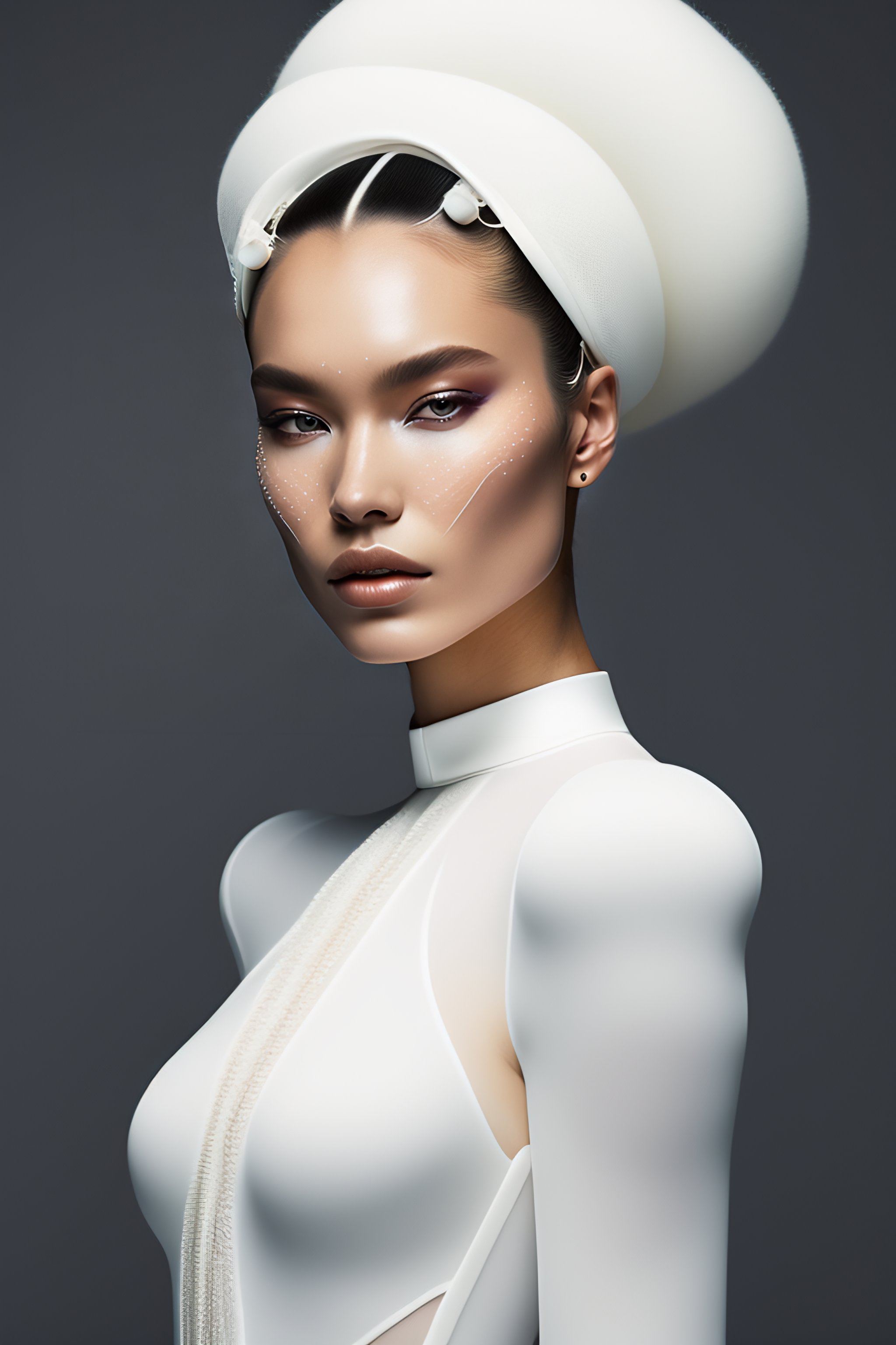 Lexica - Portrait of a woman wearing a white embroidered translucent ...