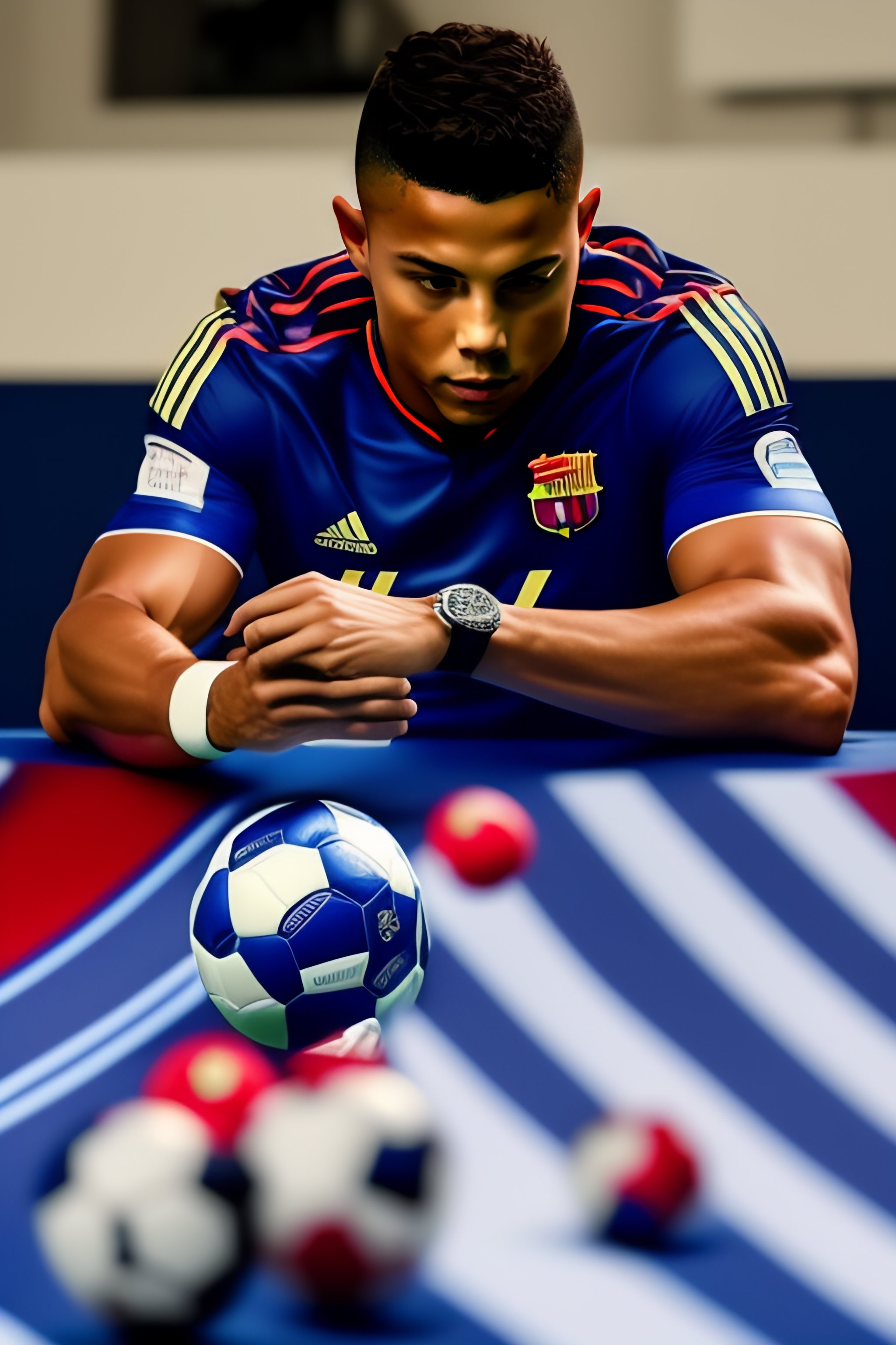 Lexica - A photo of ronaldo in a football outfit playing checkers ...