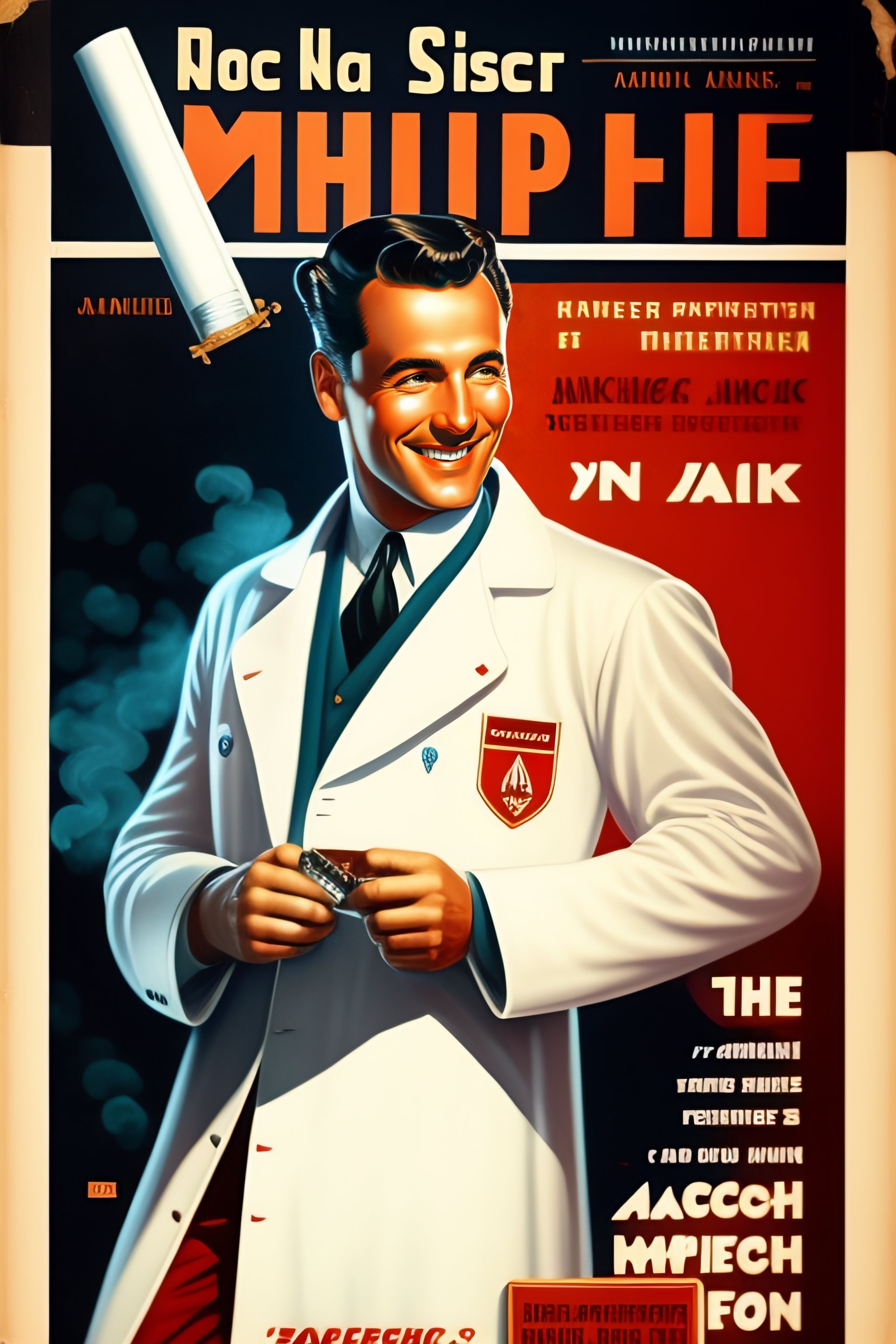 Lexica - 1945 pulp magazine poster of a middle aged man doctor in a ...