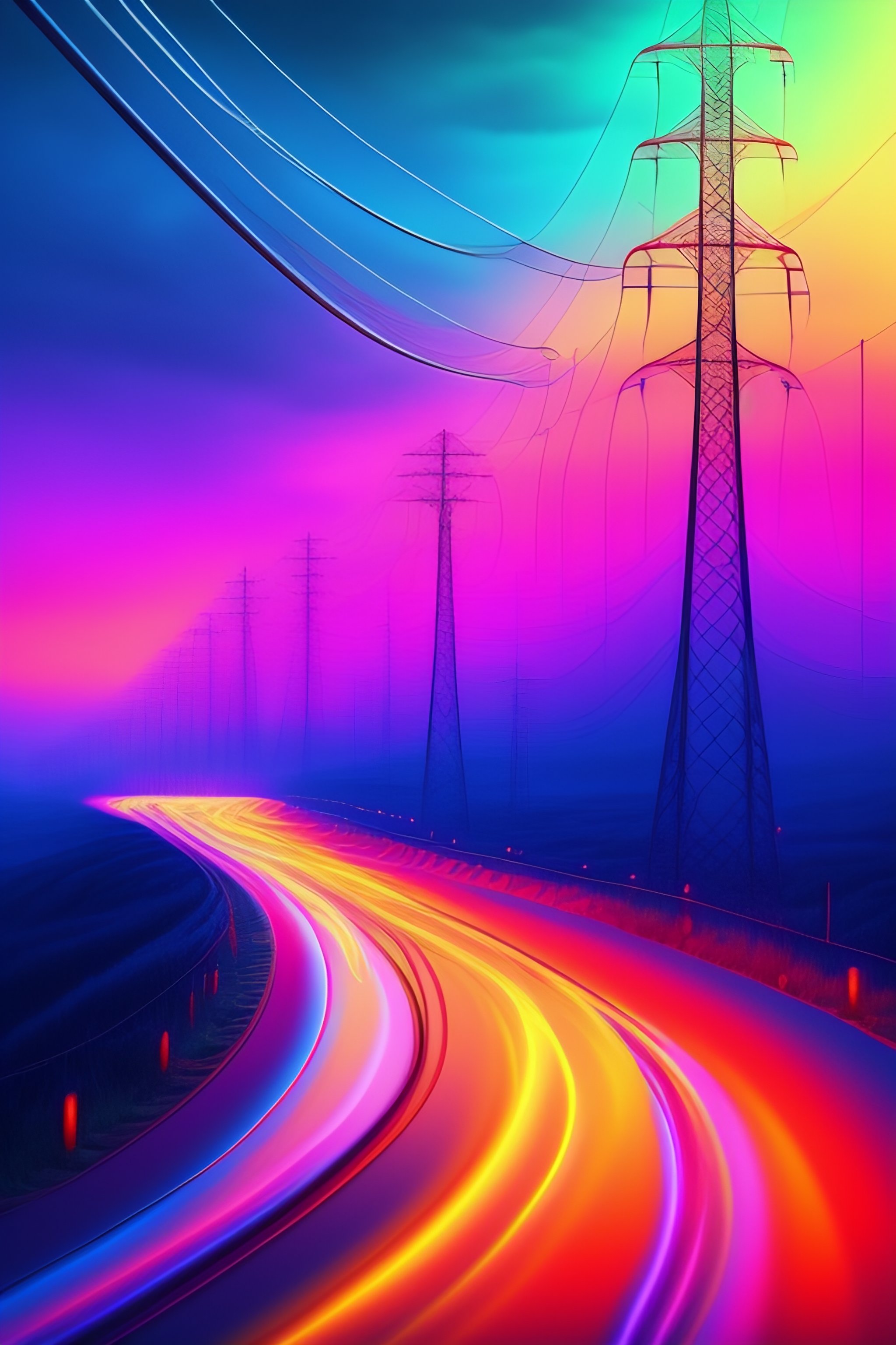 Lexica - Beautiful painting of bouncing colorful high voltage power ...