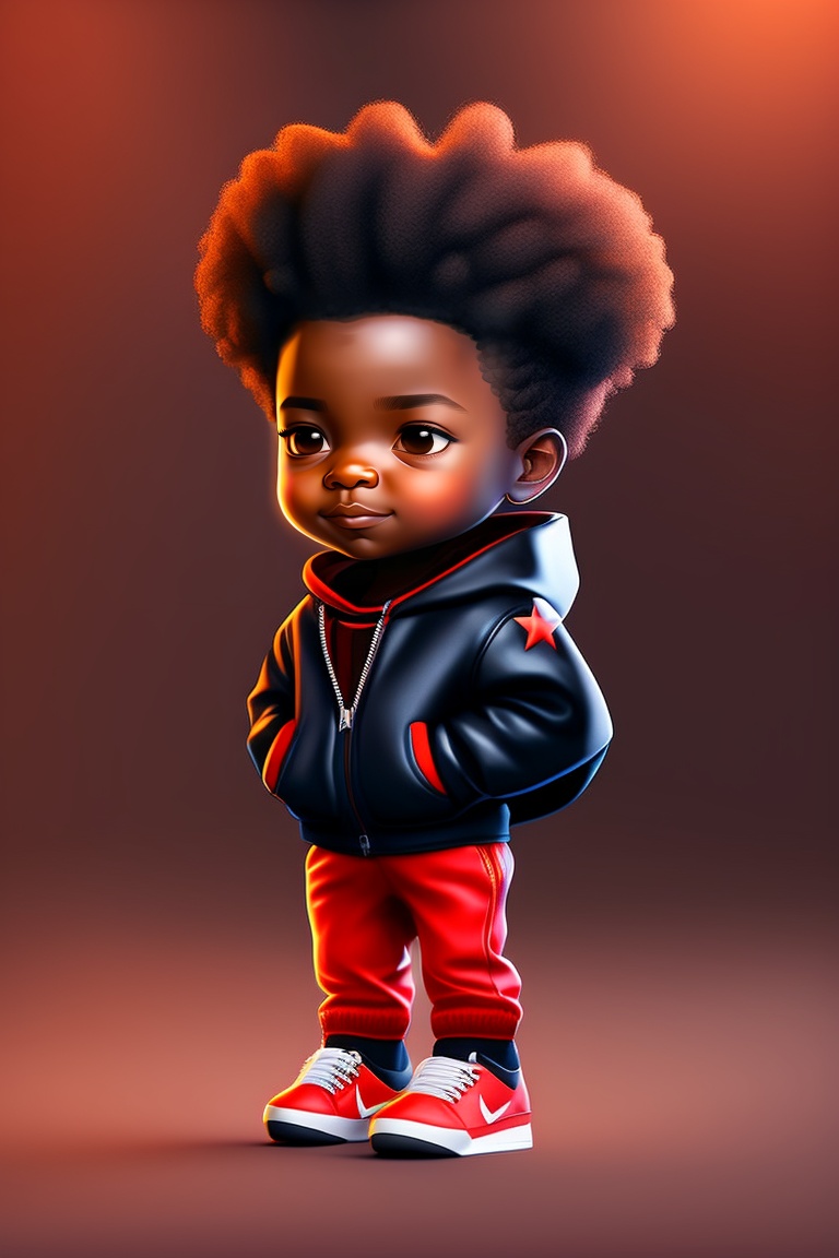 Lexica - Cute adorable cartoon brown skin male baby, with afro, with ...