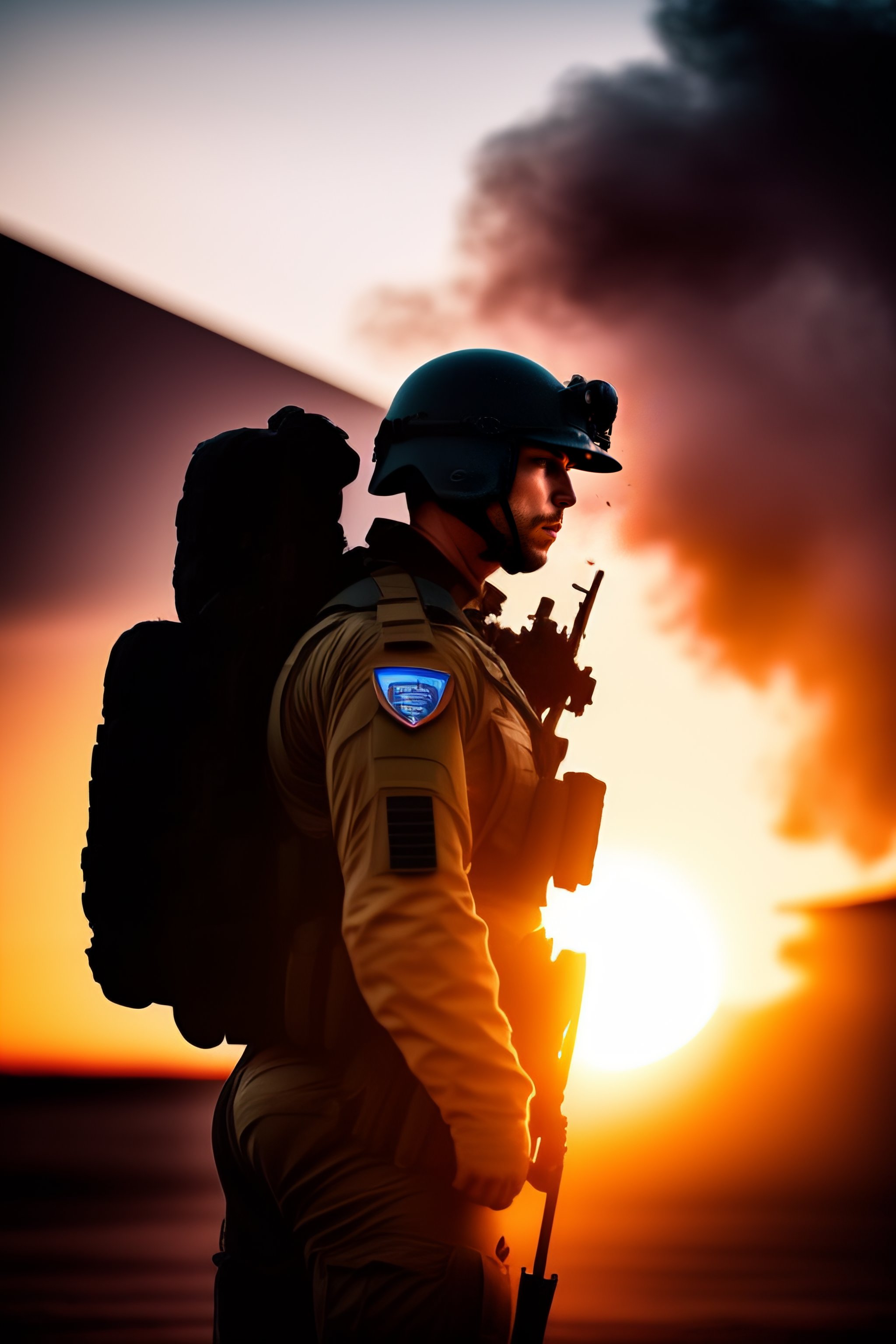 Lexica - Real swat, studio light, smoke, sunrise, weapon, 100% realistic