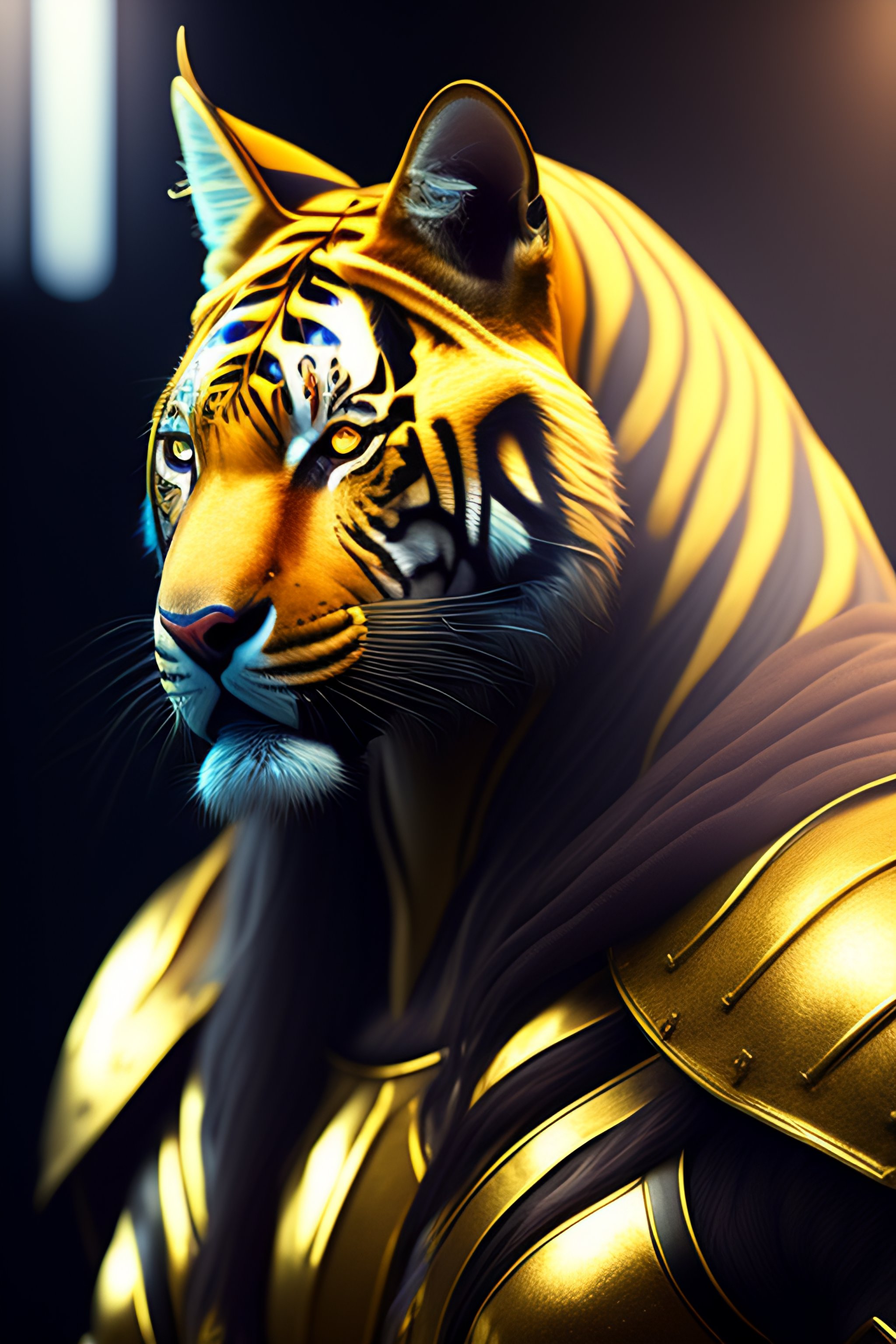 Lexica - Golden Blue Tiger human, realistic, detailed, rpg style, 4k ...