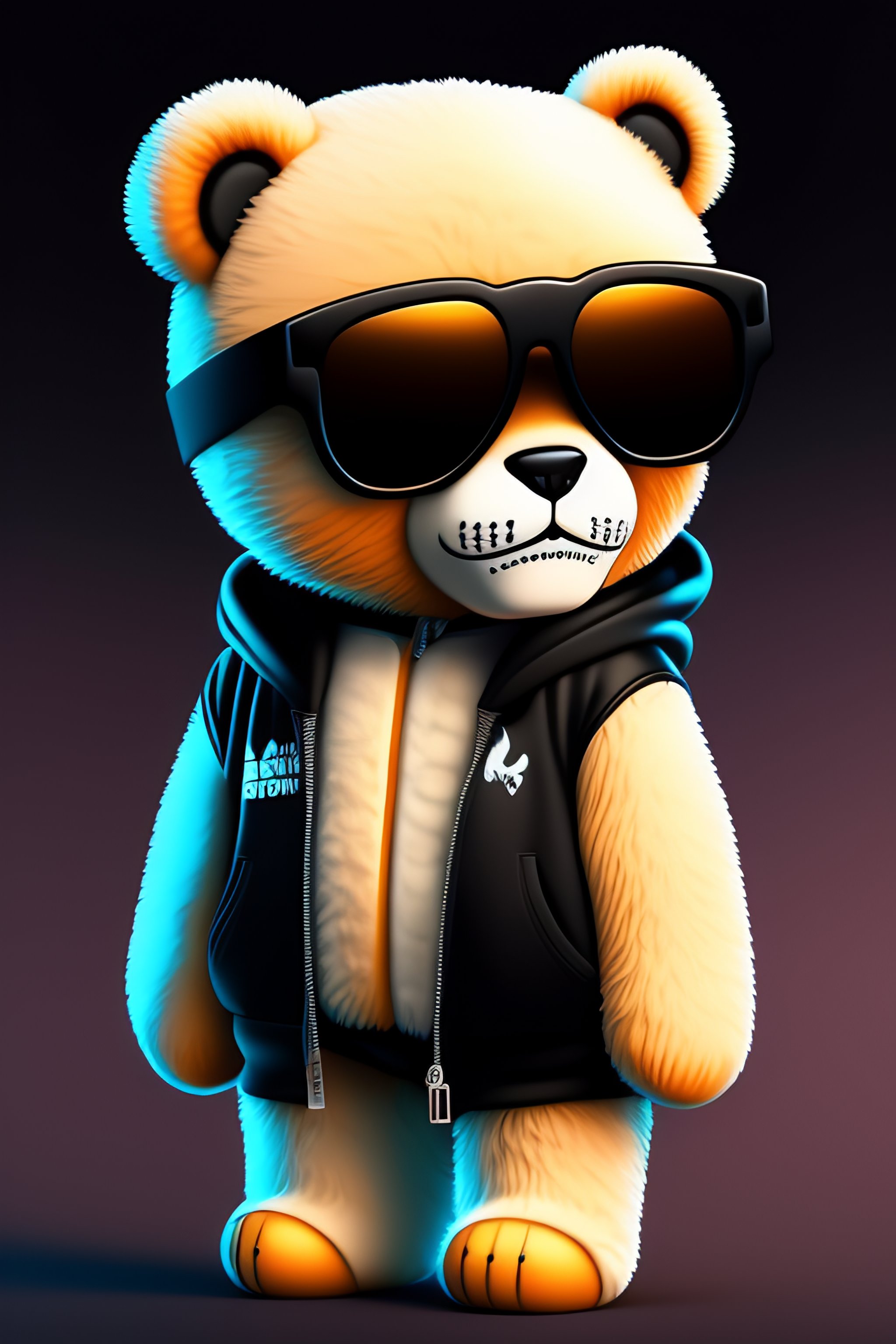 Lexica - A cute stuffed teddy bear skeleton wearing a ripped black ...