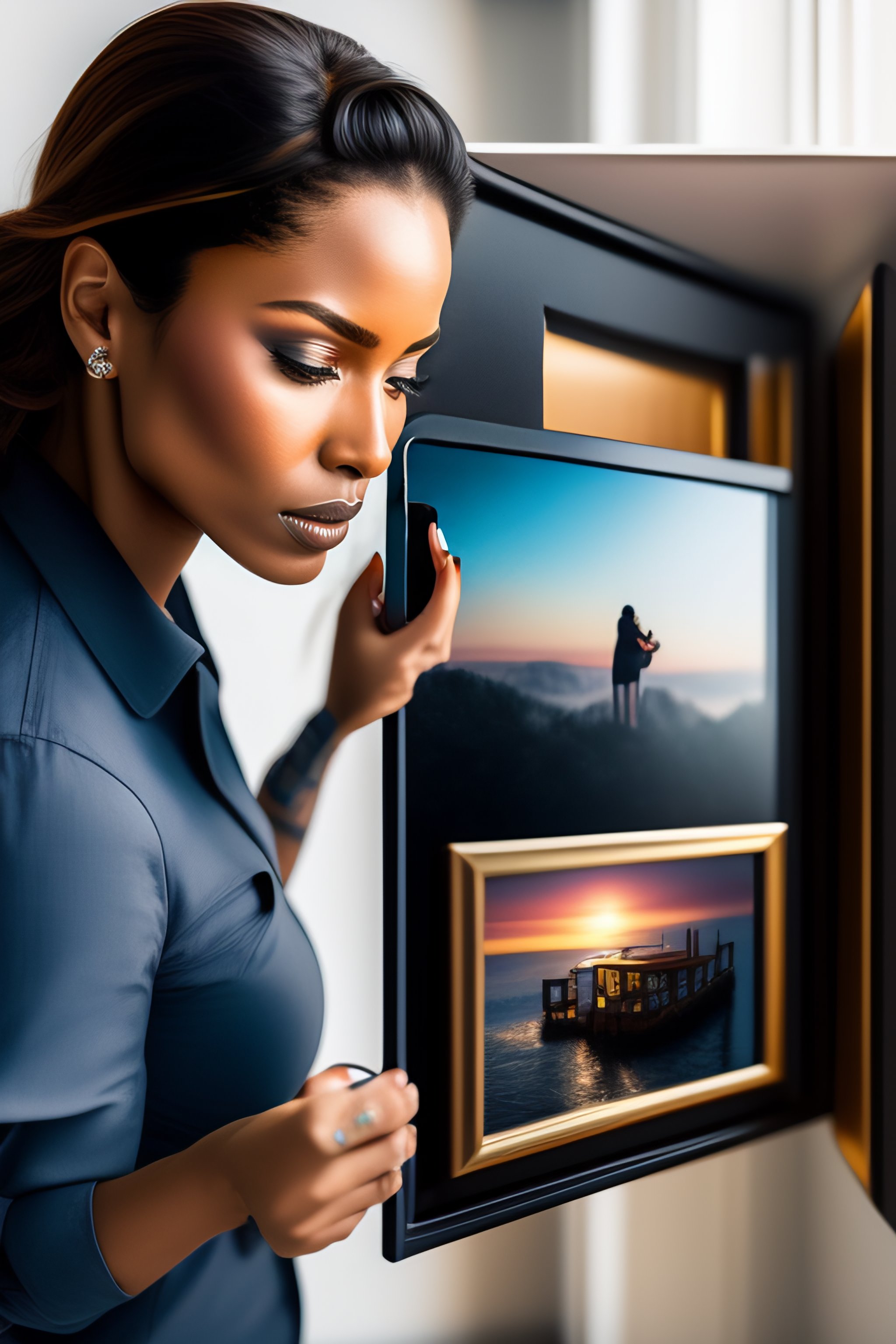 Lexica - Female robber stealing a picture in a house