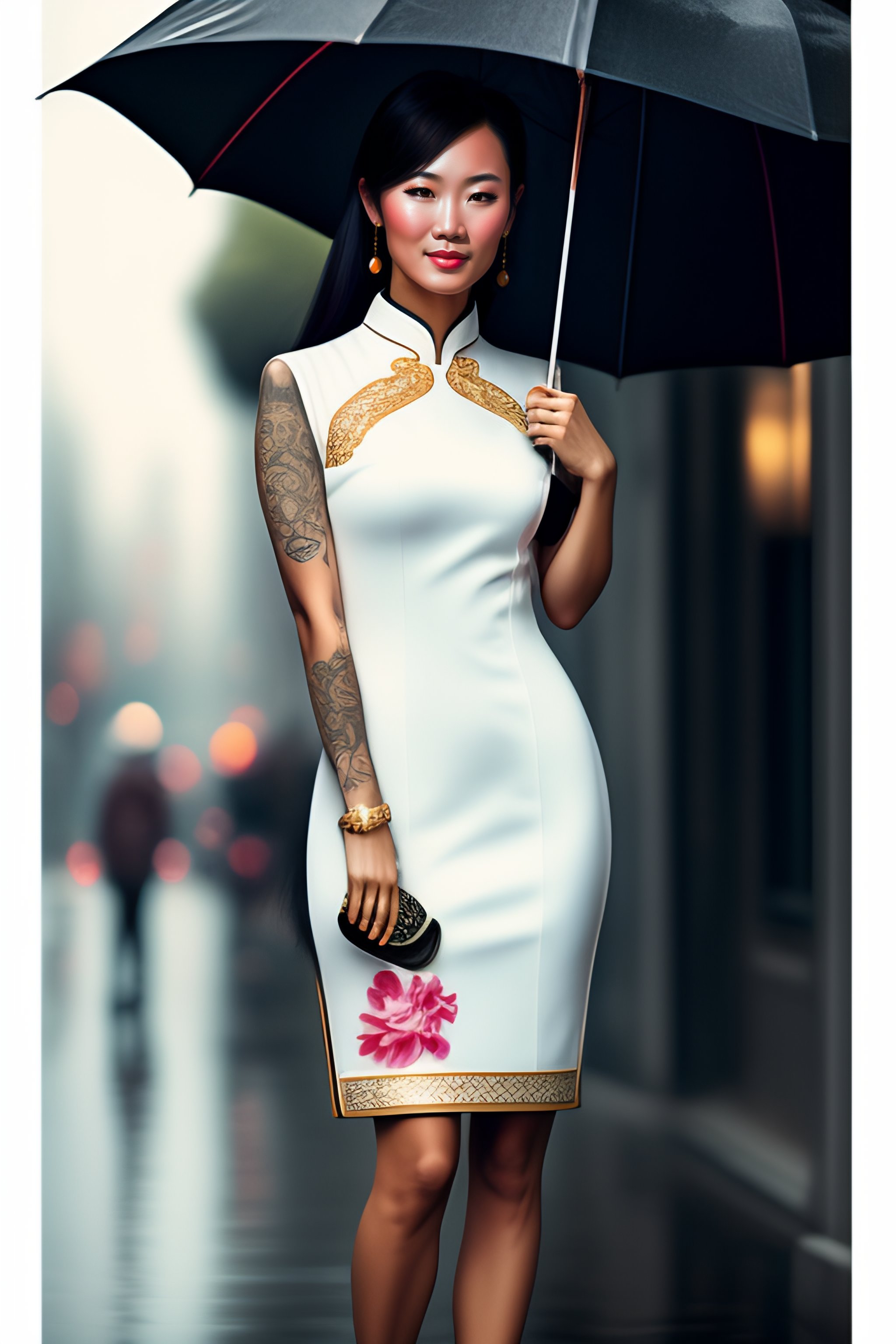 Lexica - Full body potrait of a fit chinese french girl with white ...