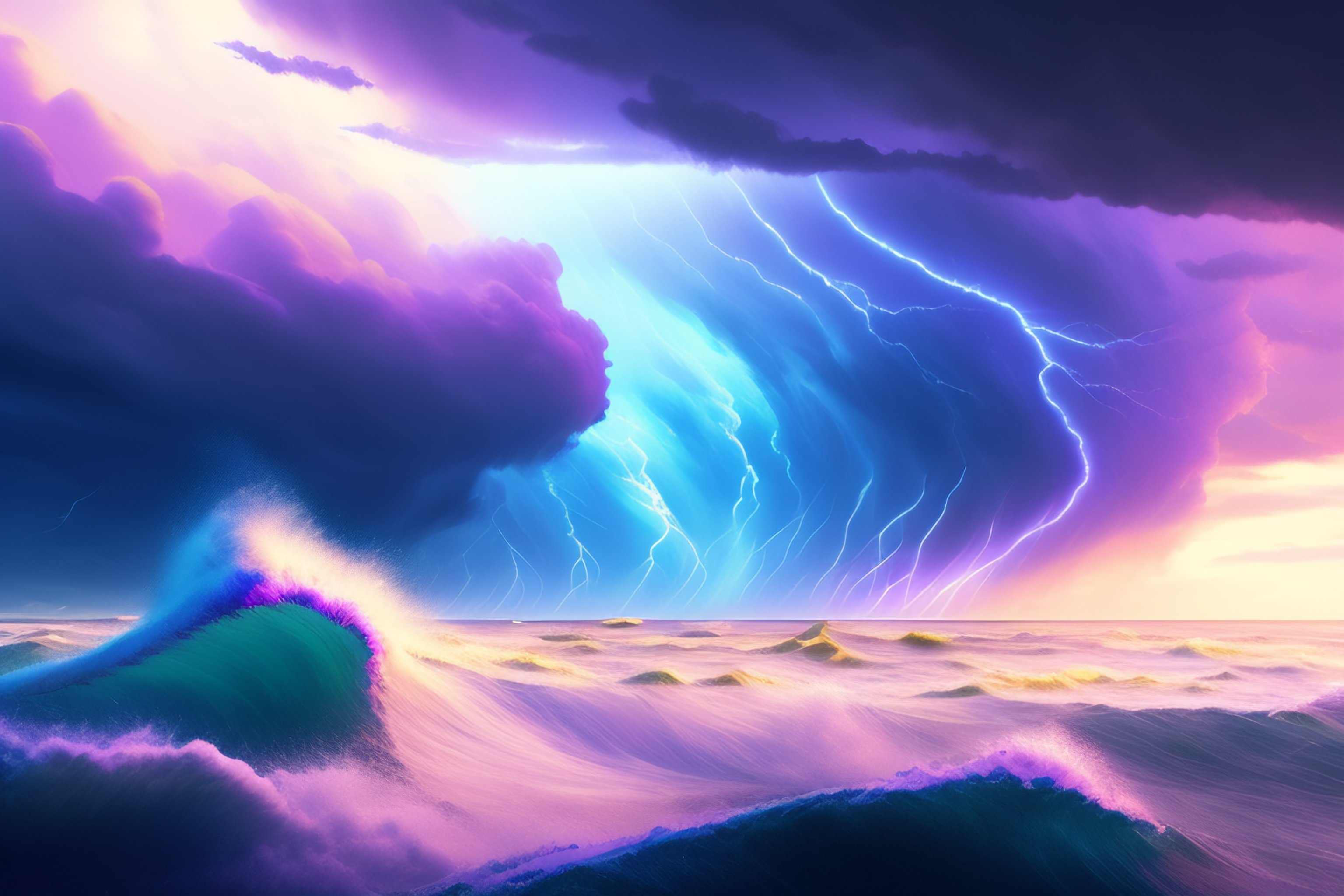 Lexica - An infinite storm with blue-colored lightning and violet ...