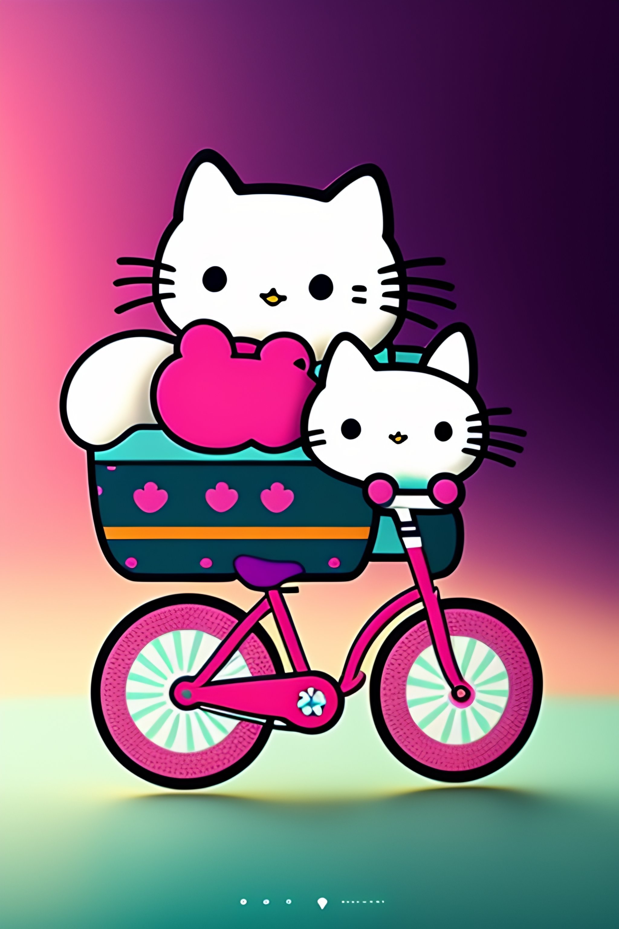 Lexica - Hello kitty riding a bicycle with pusheen