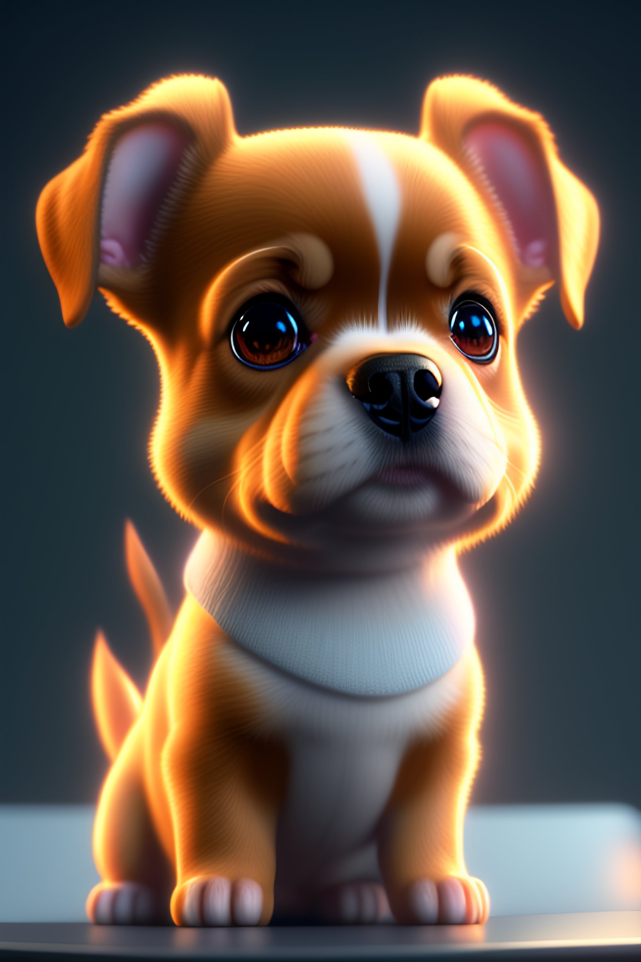 Lexica - Cute small humanoid dog sitting in front of laptop ,unreal ...