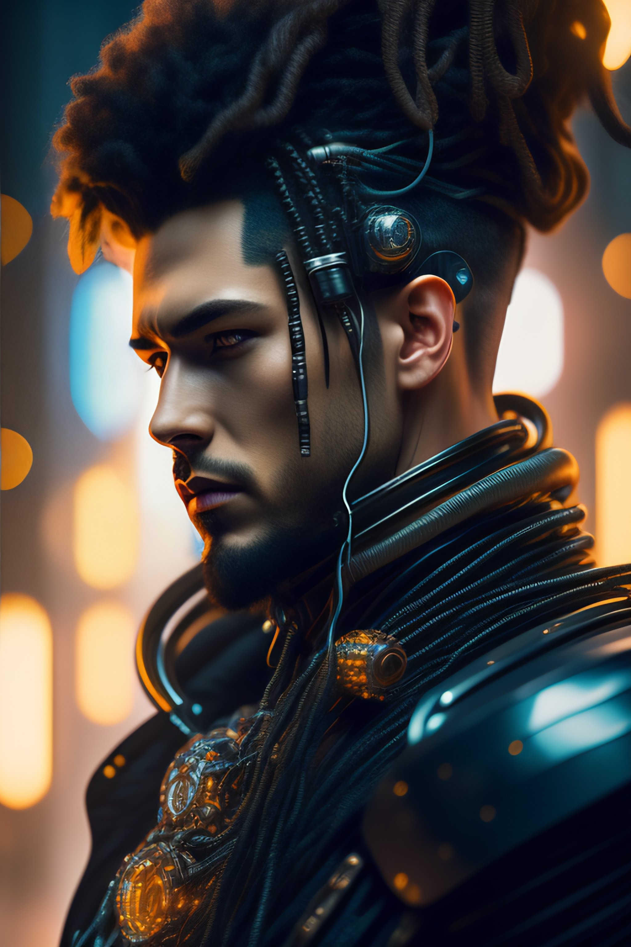 Lexica - Head and shoulders render of cyberpunk face, android face ...