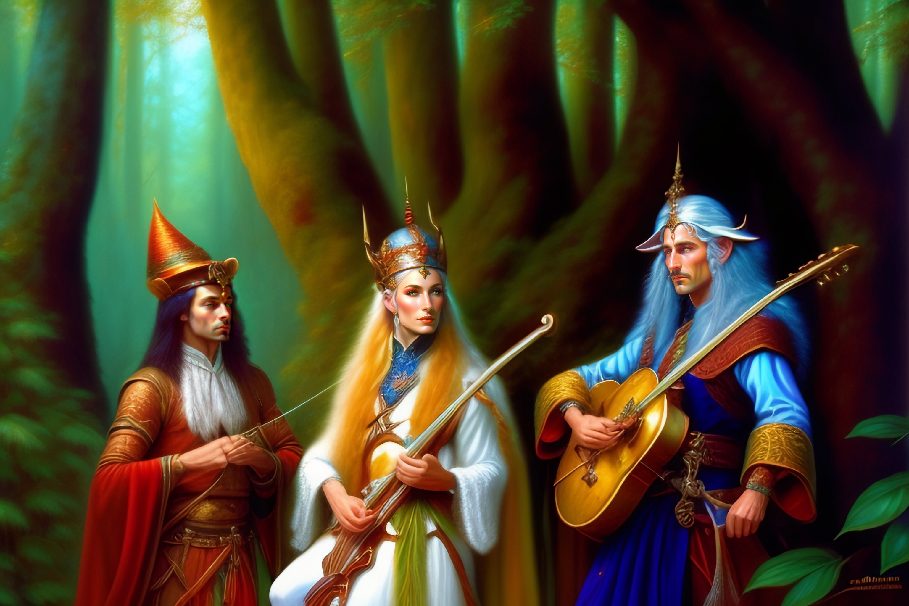 Lexica - High detailed d&d characters of a beautiful musician elves ...