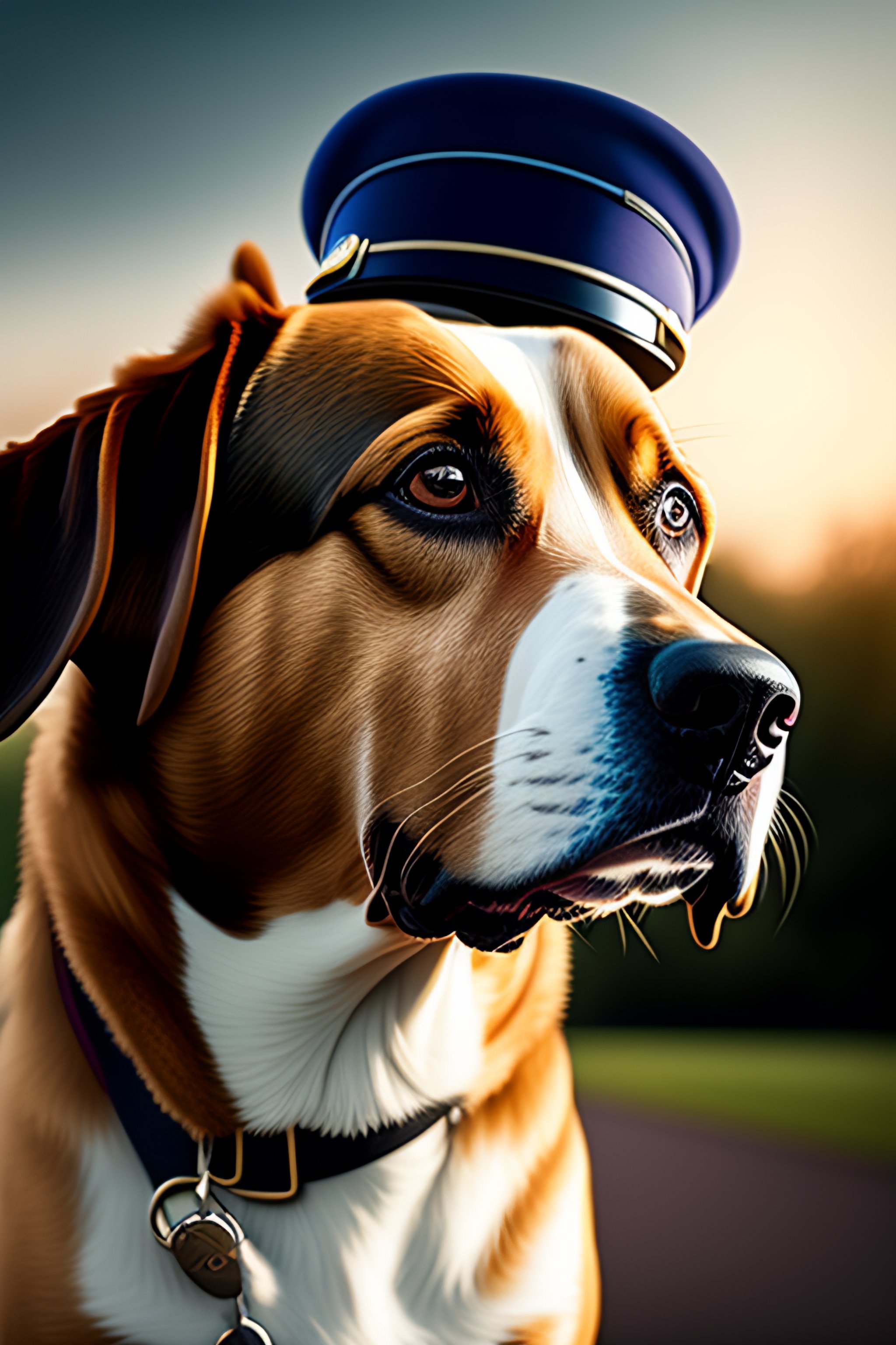 Lexica - An image of a dog wearing a detective shirt and hat, looking ...