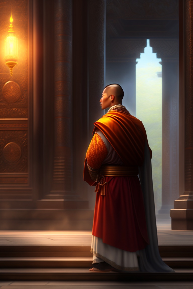Lexica - Monk master inside of a temple, high resolution, realistic, 4K