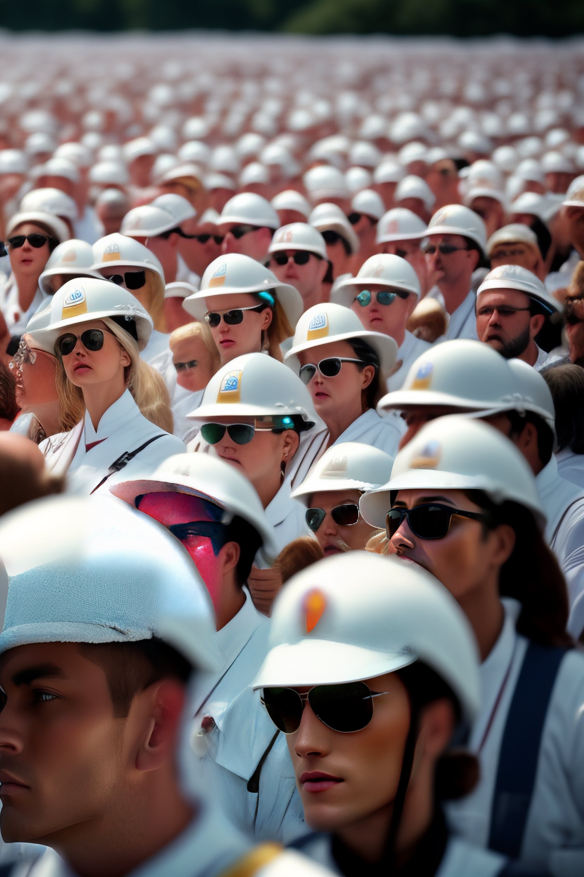 Lexica - A huge crowd of white people wearing white maintenance uniform ...
