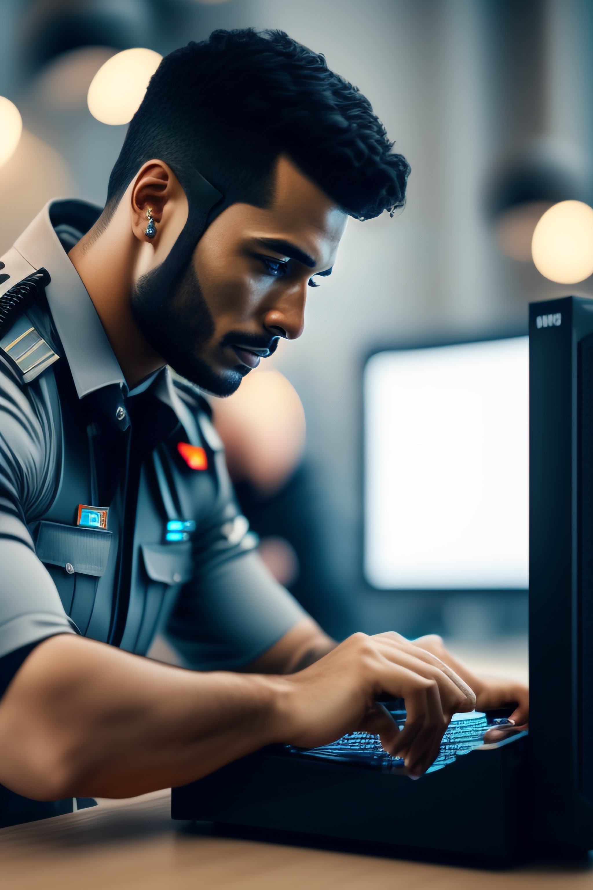 Lexica - Man commanding a robot to use computer