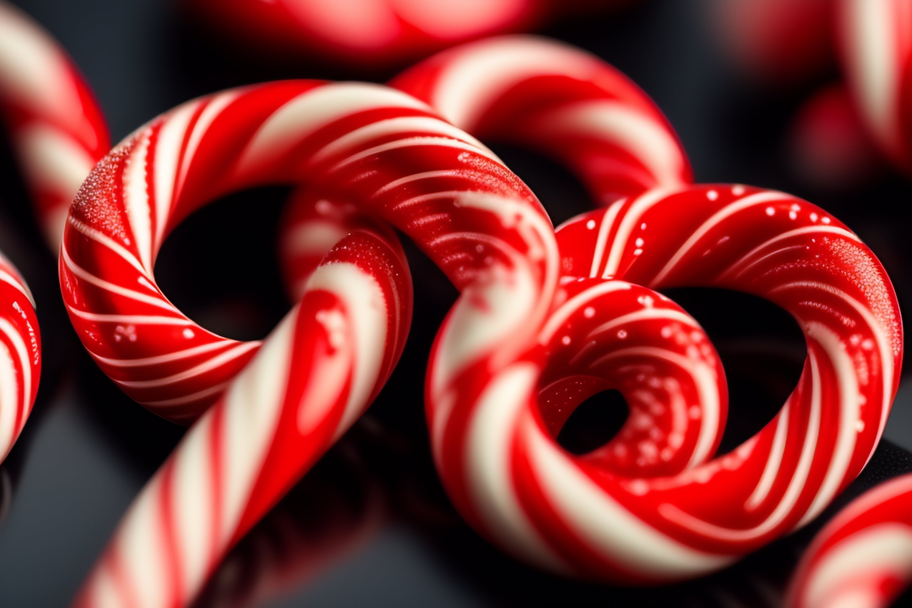 Lexica - Closeup of peppermint candy canes side by side, intricate ...