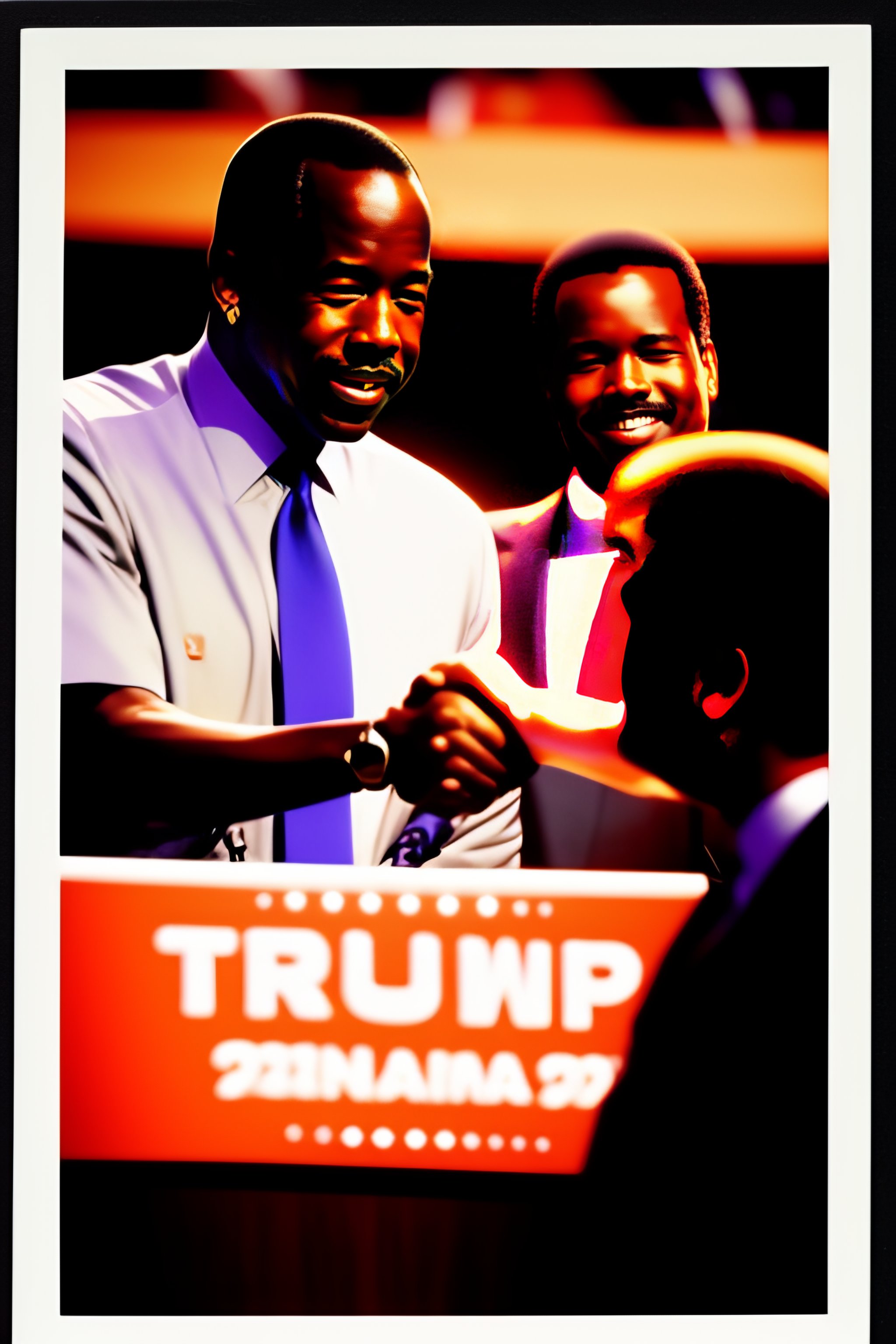 Lexica - Ben carson on stage shaking hands with donald trump and ...