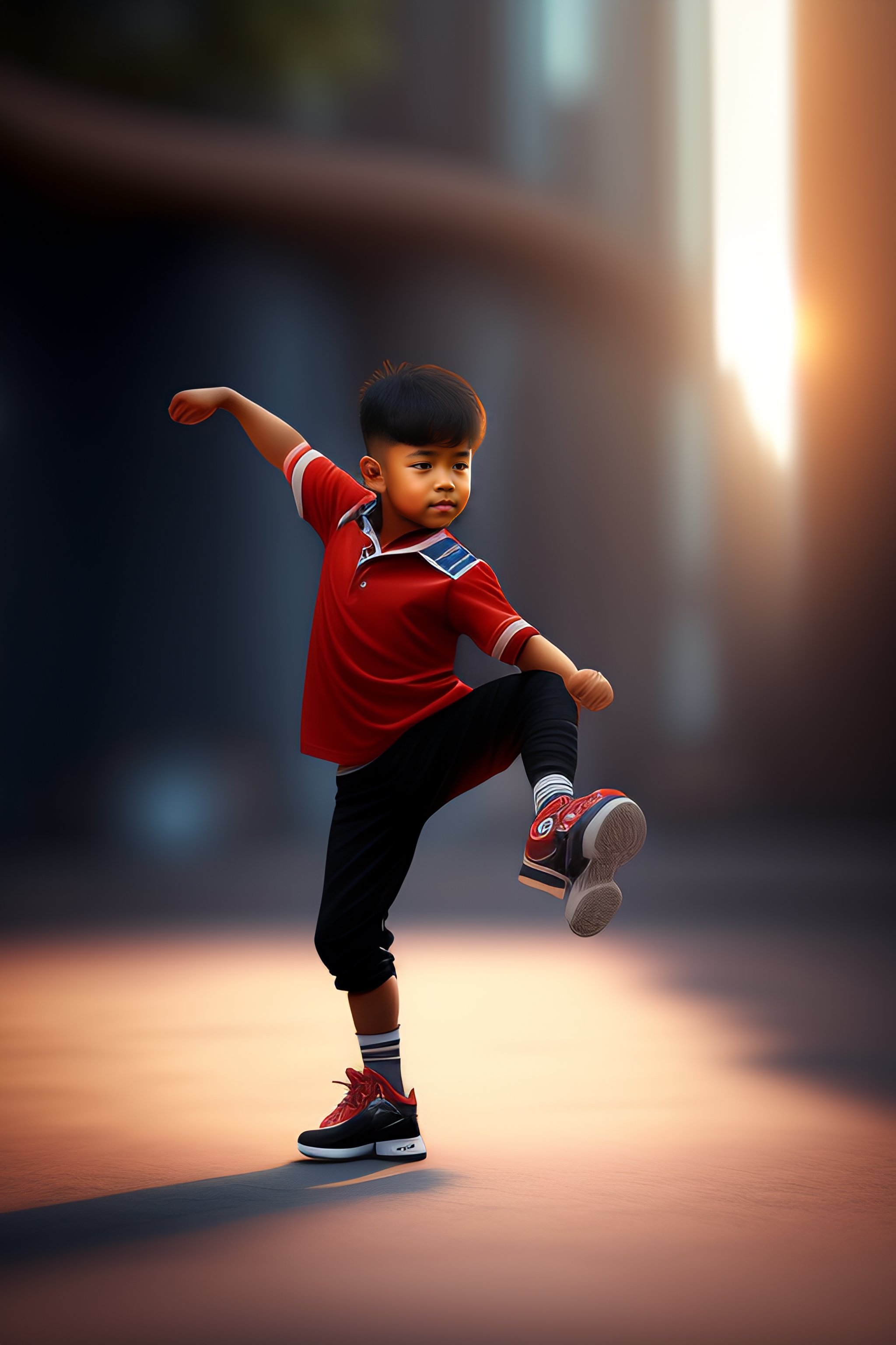 Lexica - A 3d dancer boy character image with realistic environment
