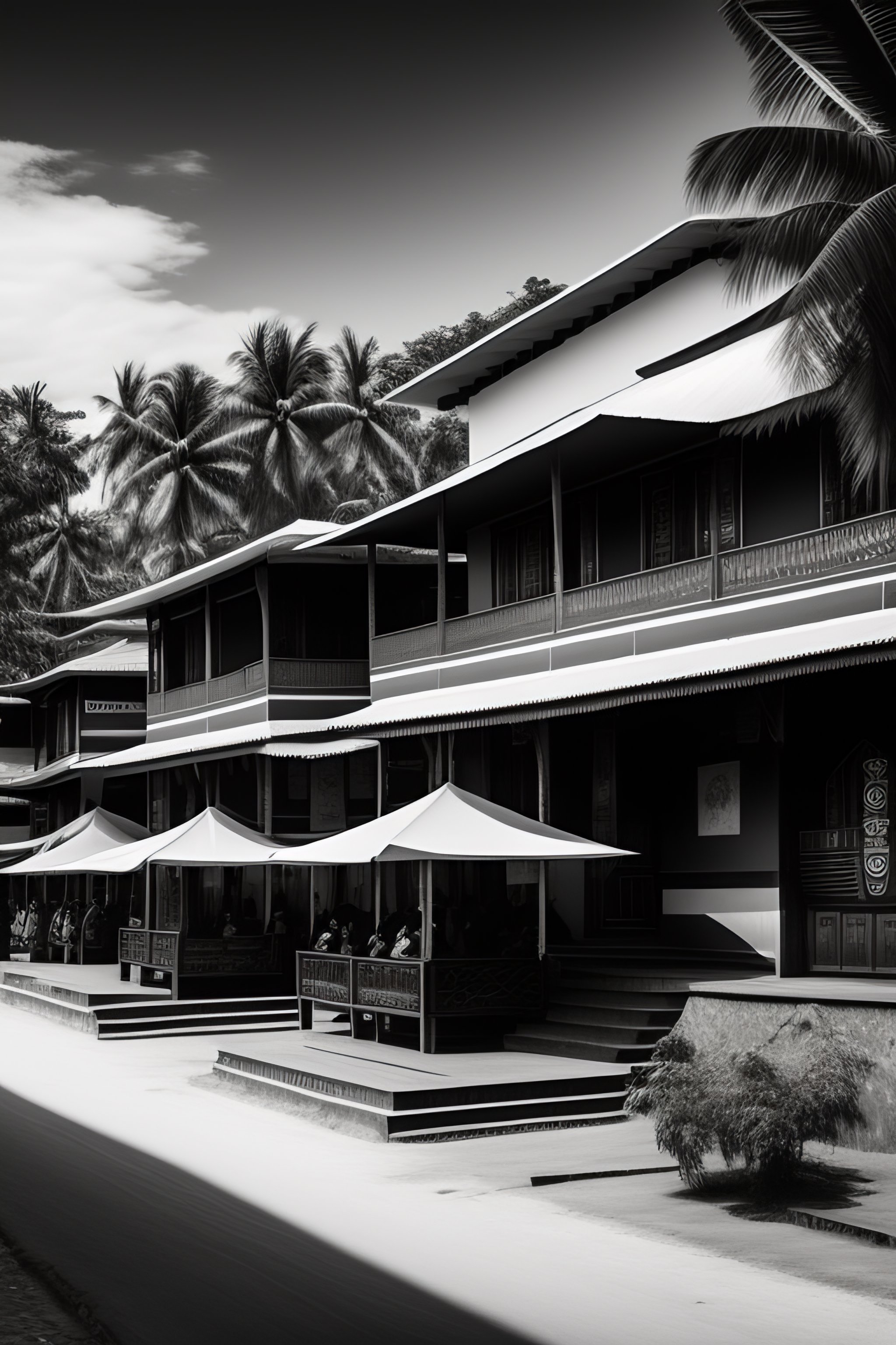 Lexica - Retro black and white photograph of manjeri town, kerala