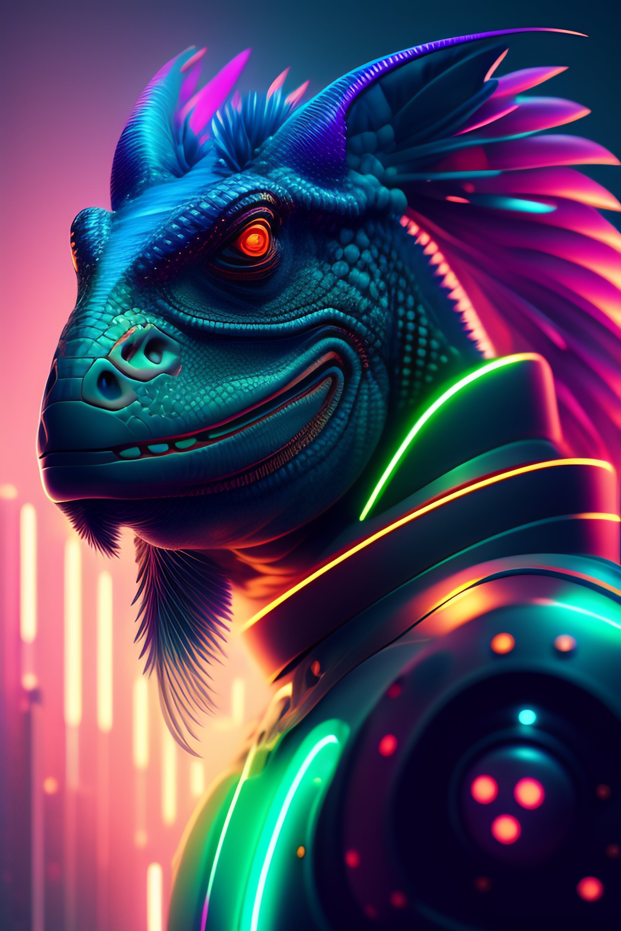 Lexica - Cyberpunk Manly human iguana hybrid bearded in an attractive ...