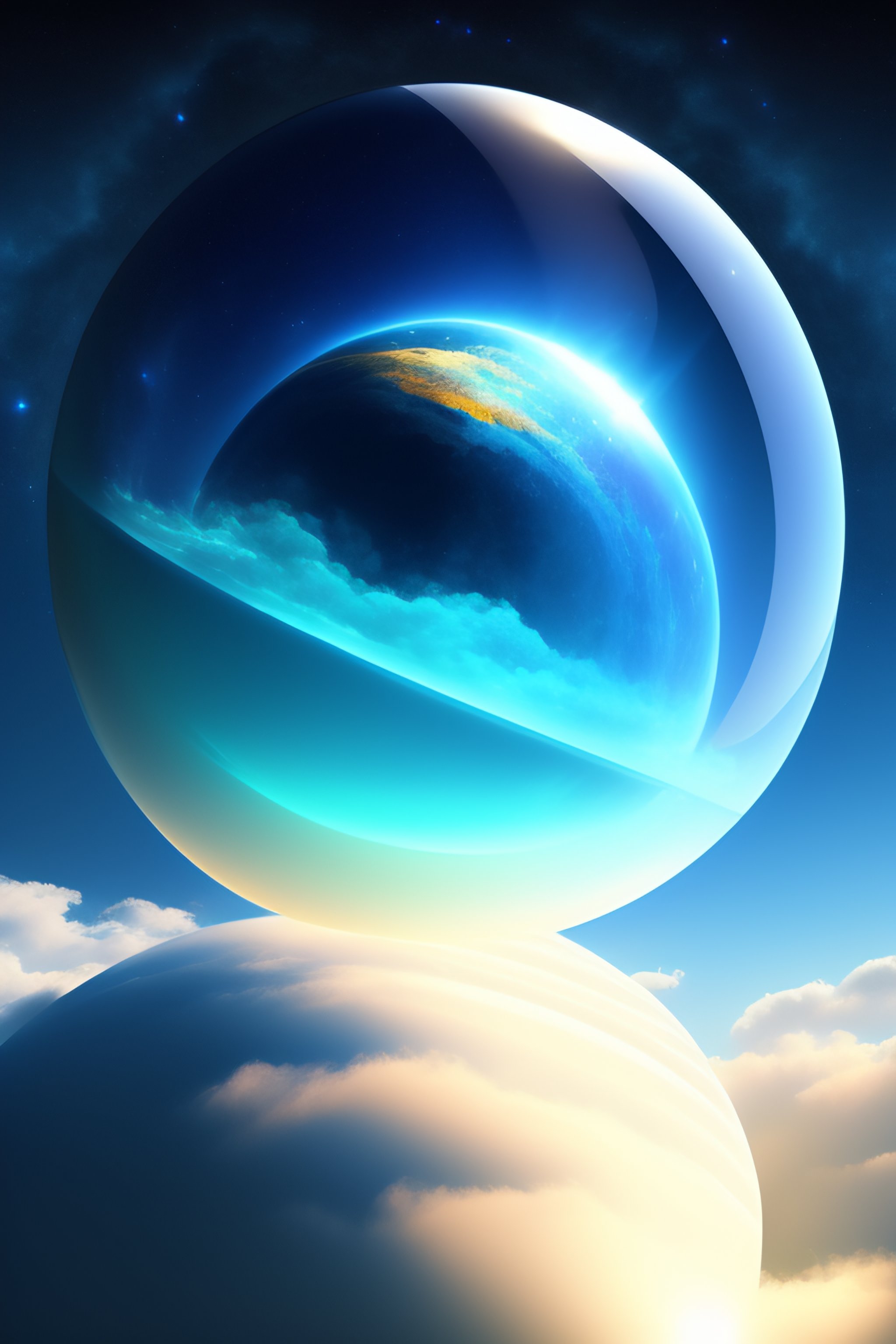 Lexica - Scifi digital art wallpaper deviantart blue translucent orb in ...