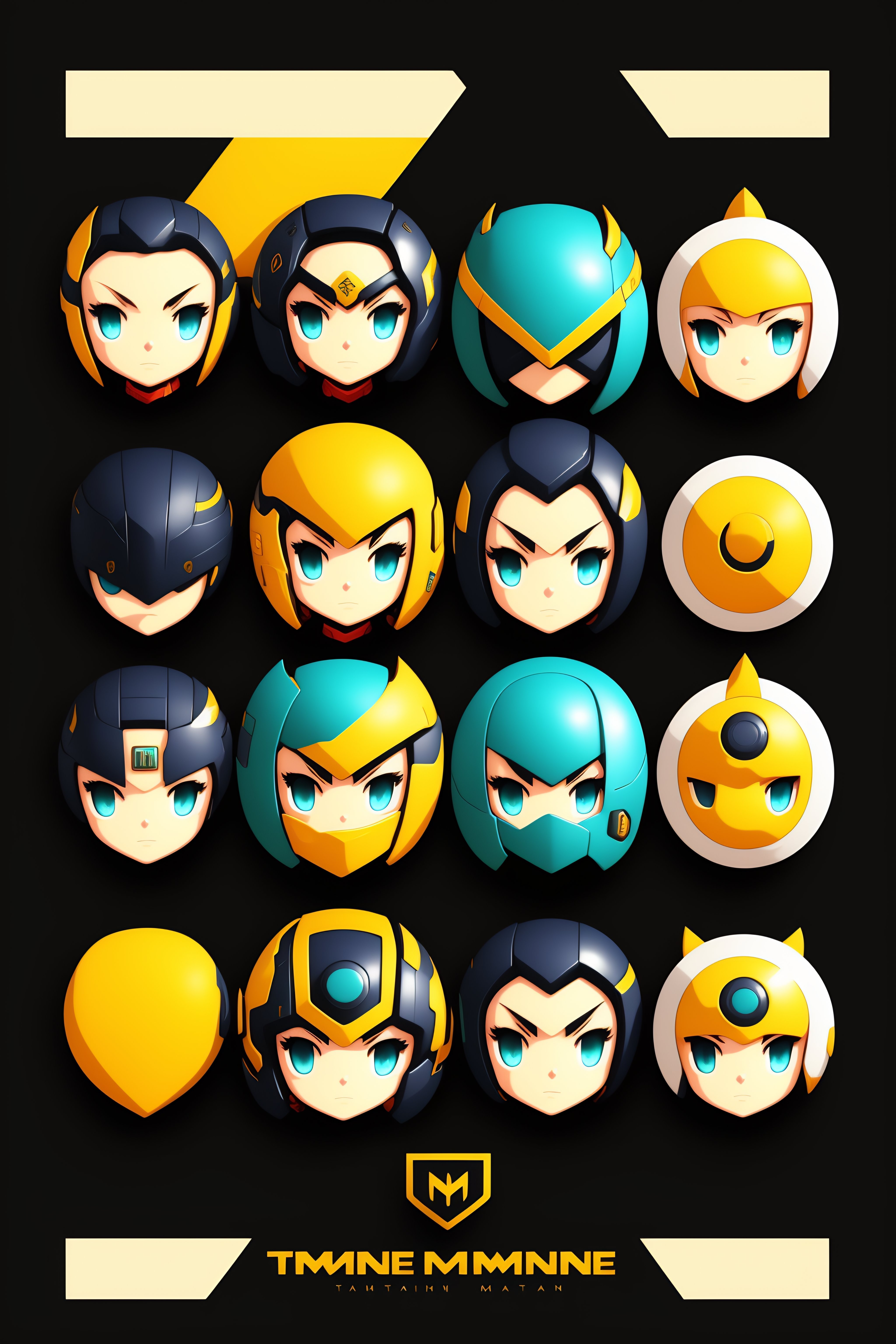Lexica - Face icon vector minimalist mega man tomine, adrian
