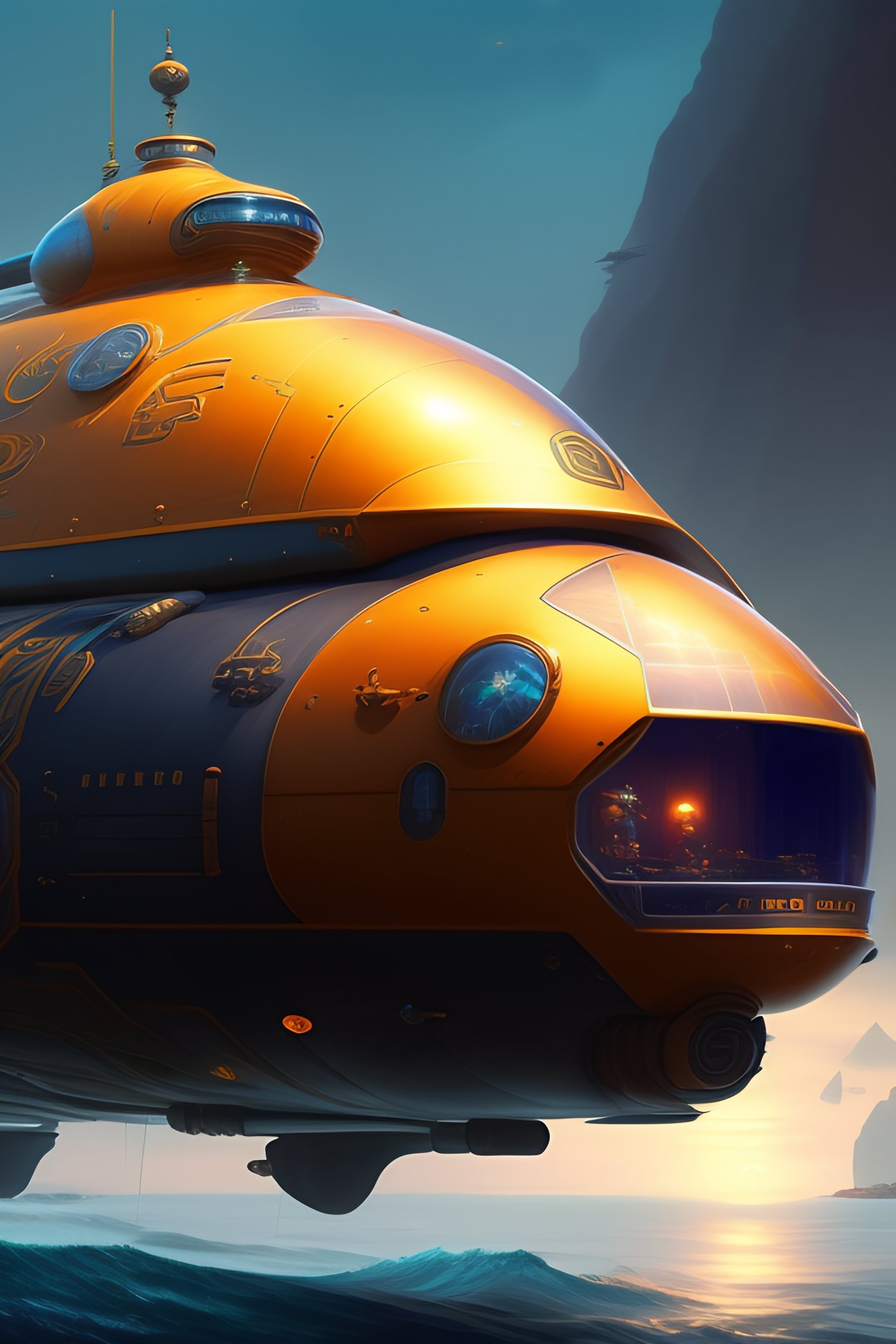 Lexica - A cyberpunk submarine in the shape of a turtle illustrator, by ...