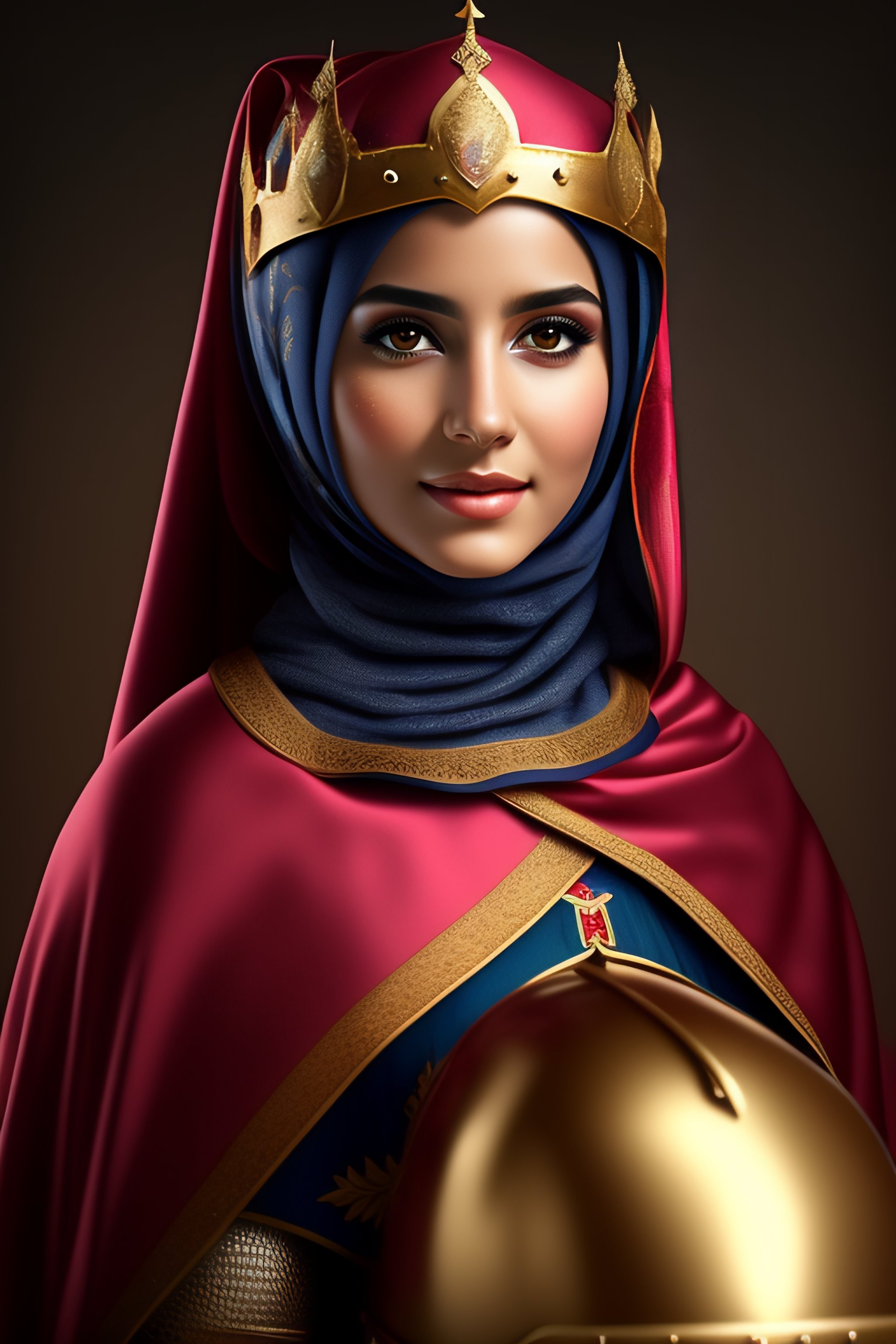 Lexica - Cute hijab girl wearing medieval royal knight armor