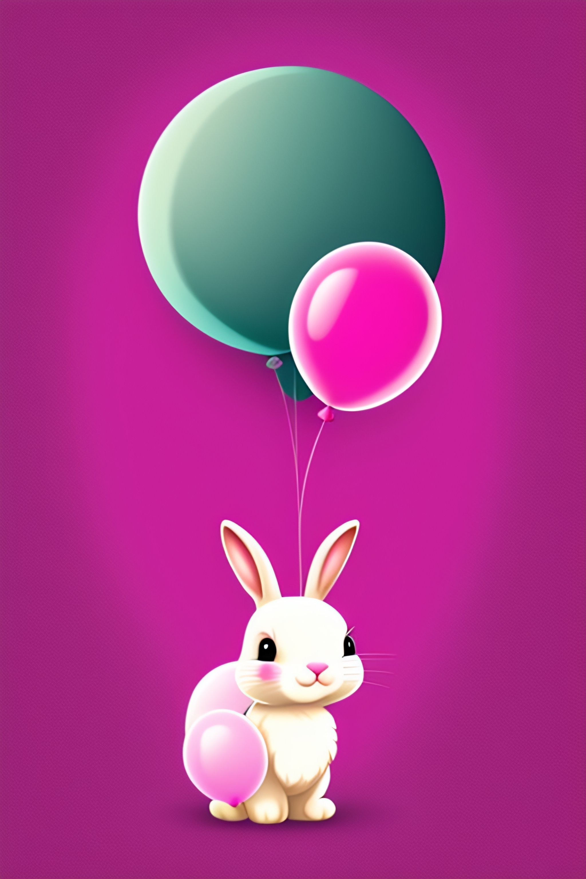 Lexica - Cute little pink bunny with a balloon create as a vector art