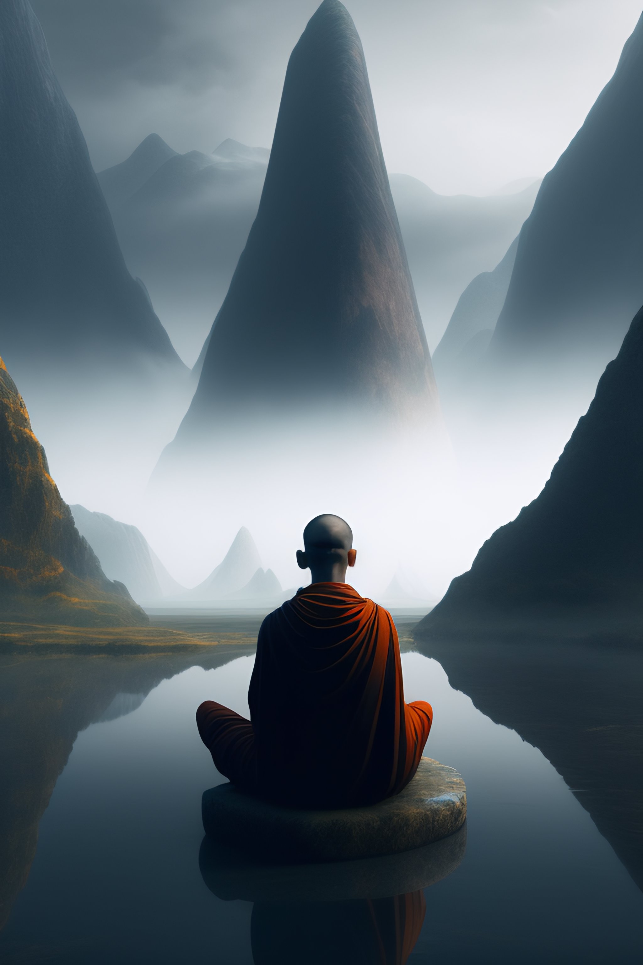 Lexica - A monk god meditating in a empty void, fantasy, trending on ...