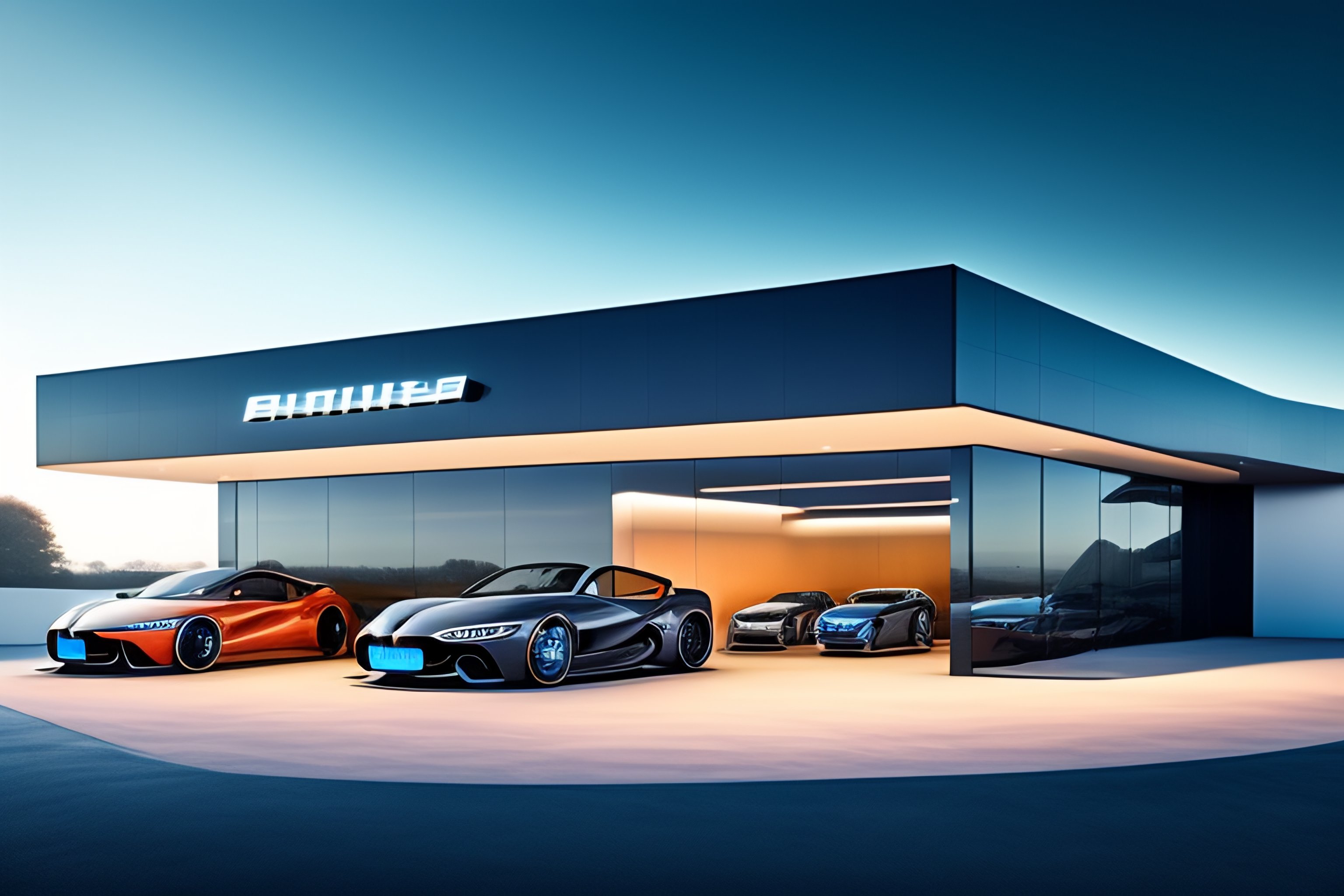 Lexica - Futuristic BMW Dealership in modern city