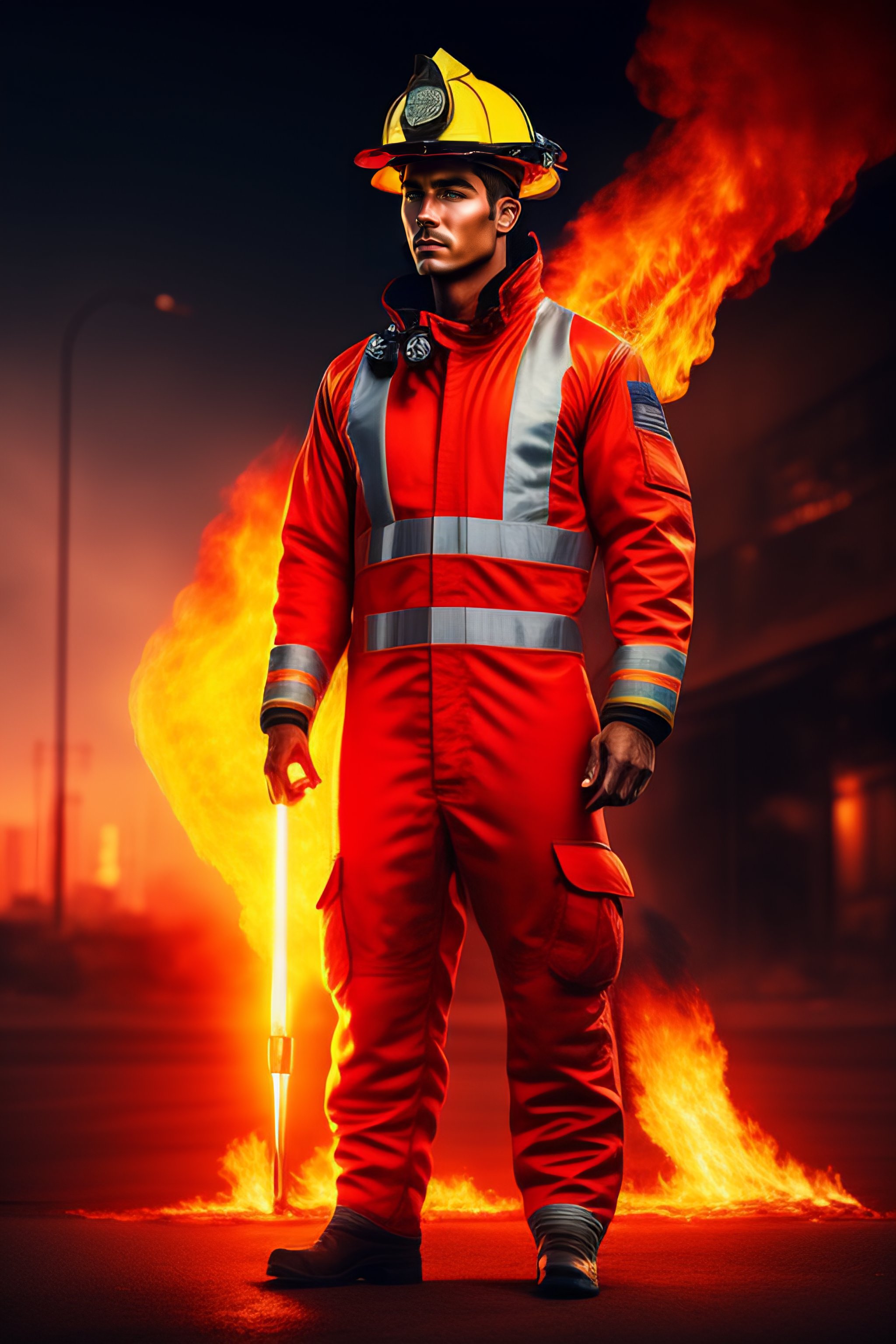 Lexica - Firefighter, wear fire suit and fire helmet, high detail ...