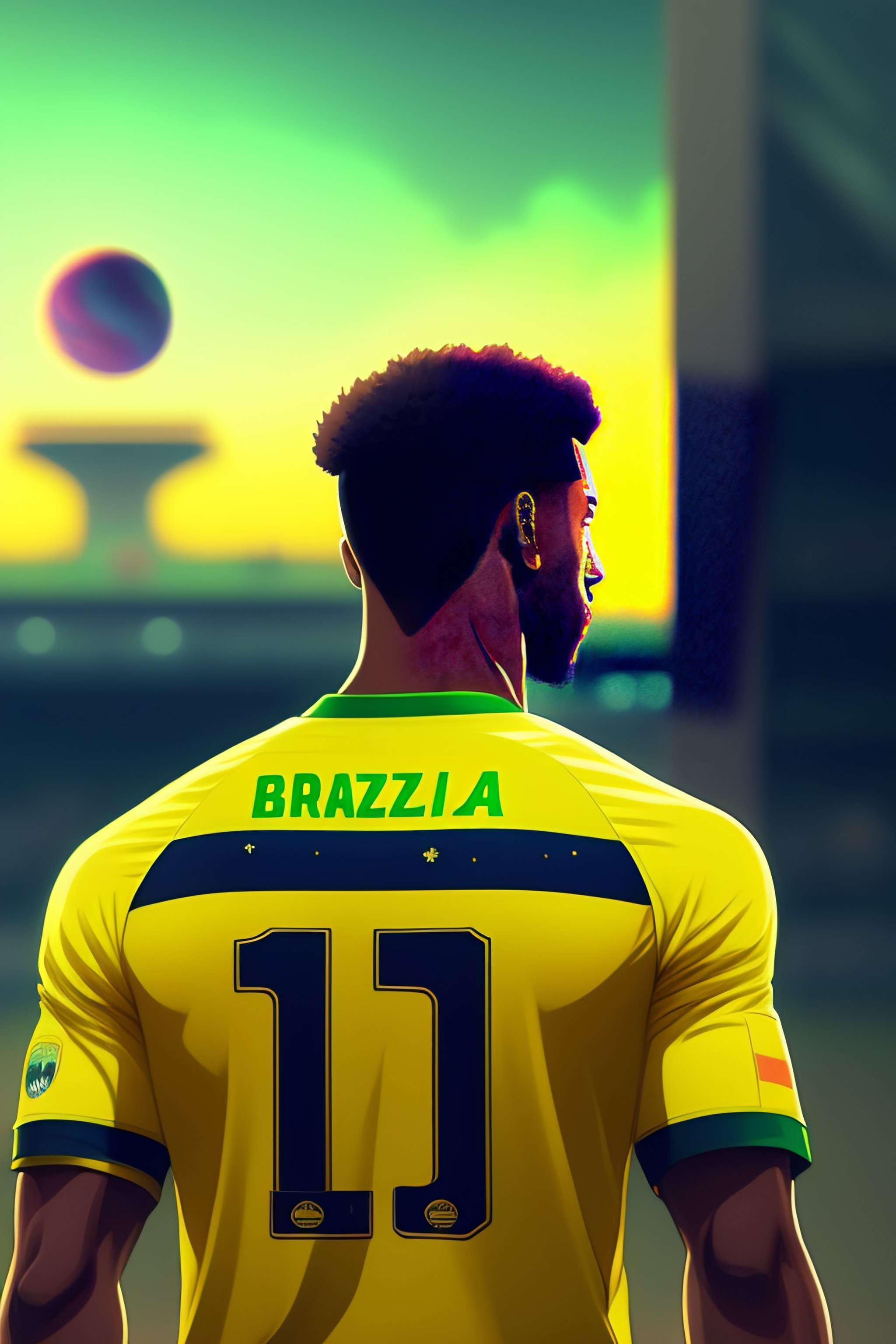 Lexica - Back of a Brazil Footballer wearing 10 yellow brazil team ...