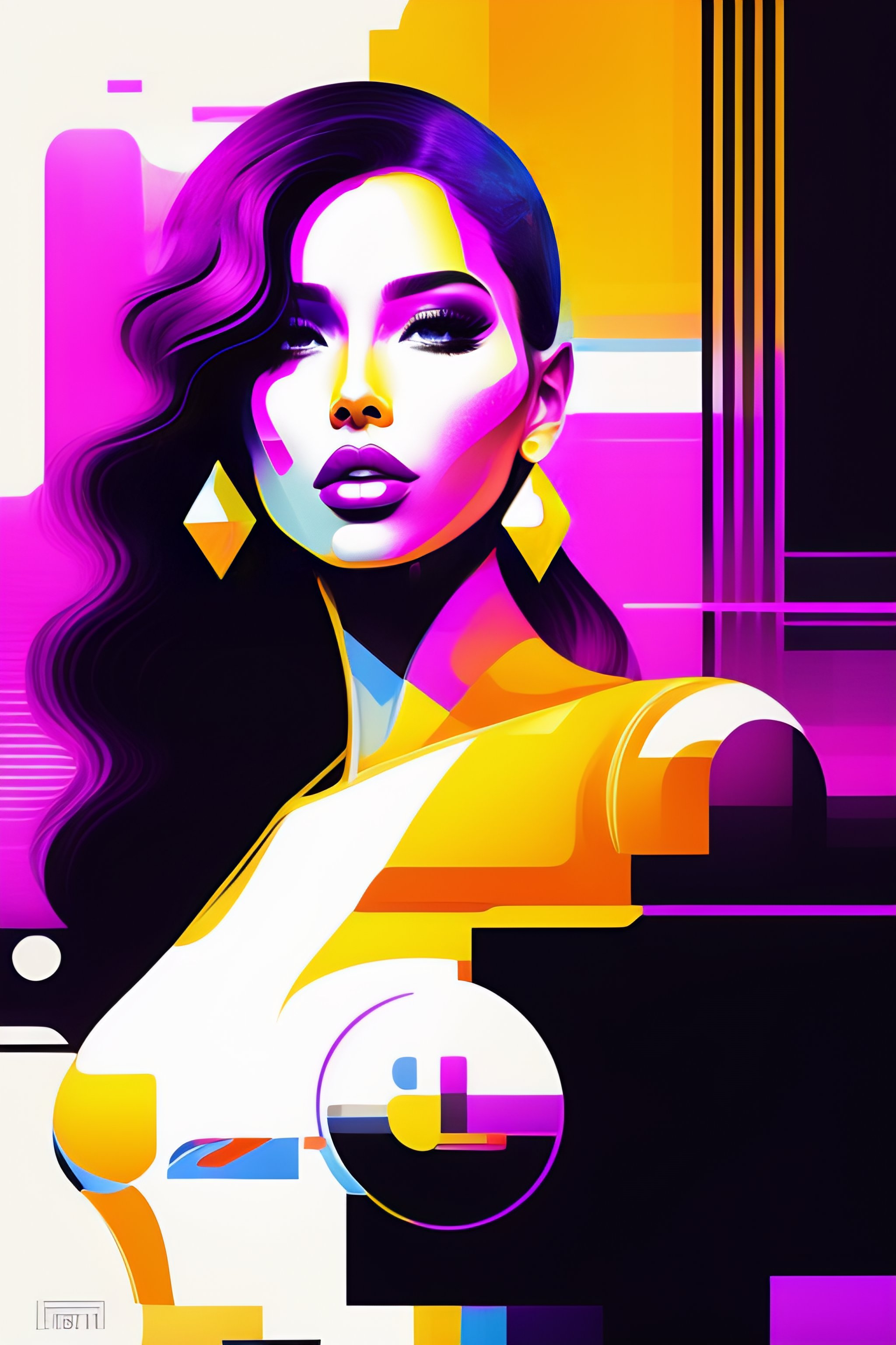 Lexica - Vector style the abstract painting of an image of a lady ...