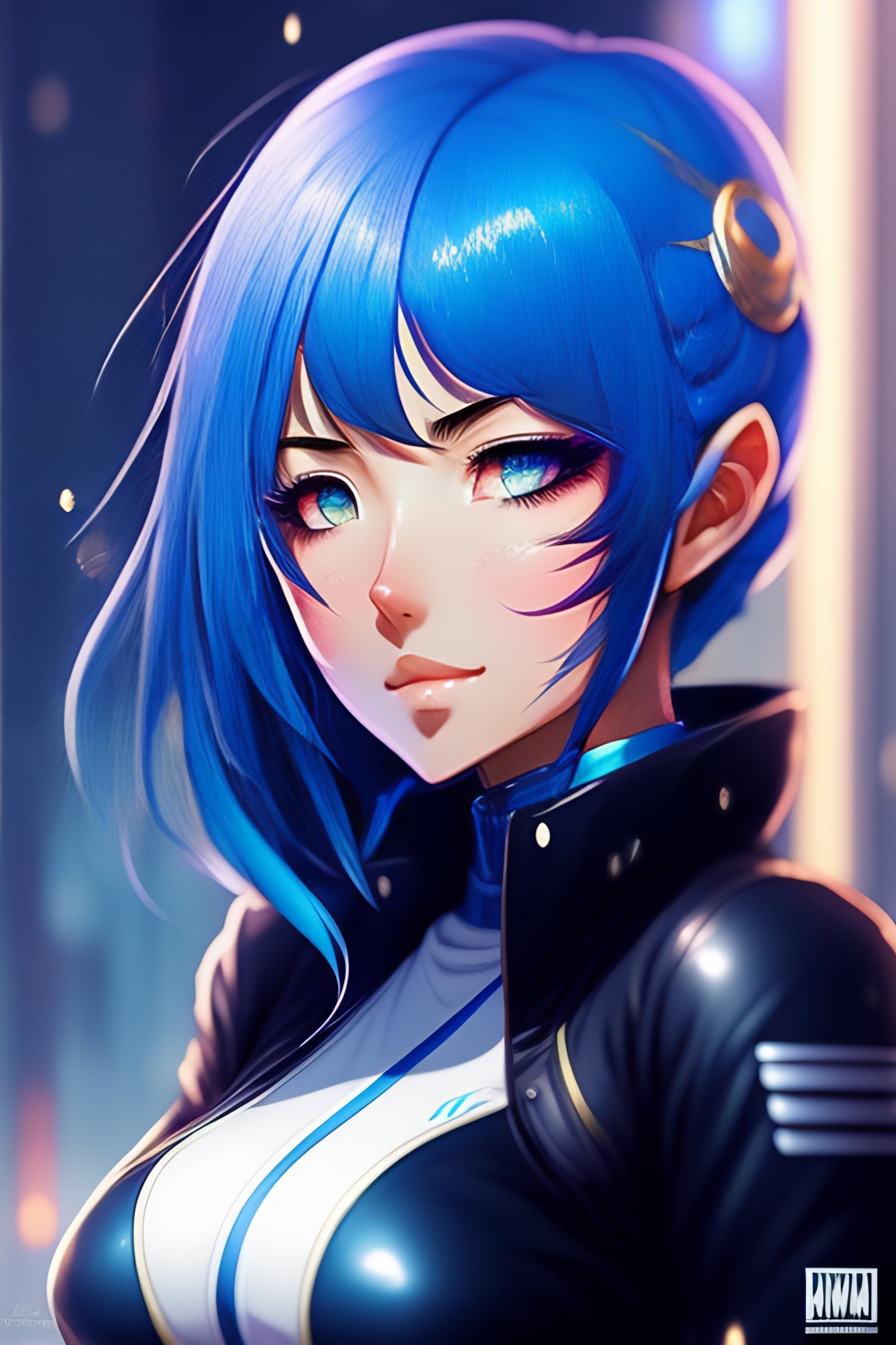 Lexica - Girl with freezing power, comic book style, blue hair, pretty ...